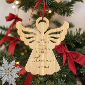 Personalised Angel Christmas Tree Ornament, Heaven Memorial Engraved ...