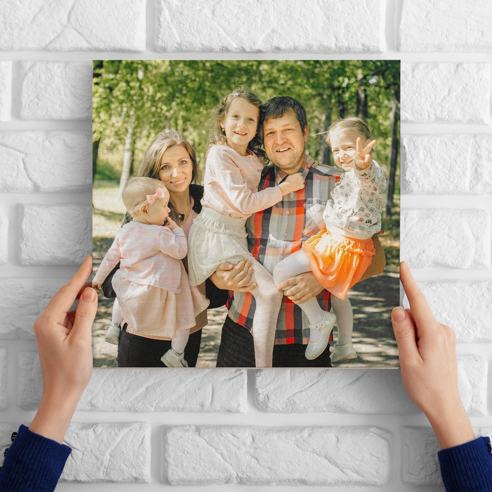 Personalised Set of 4 Wooden Photo Block Square, Custom UV Print Image ...