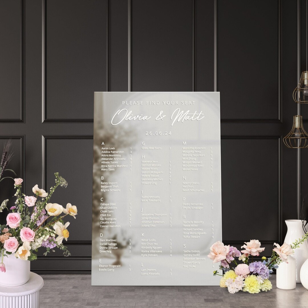 Personalised Wedding Seating Chart Sign, Custom Print Guest Plan, Find ...
