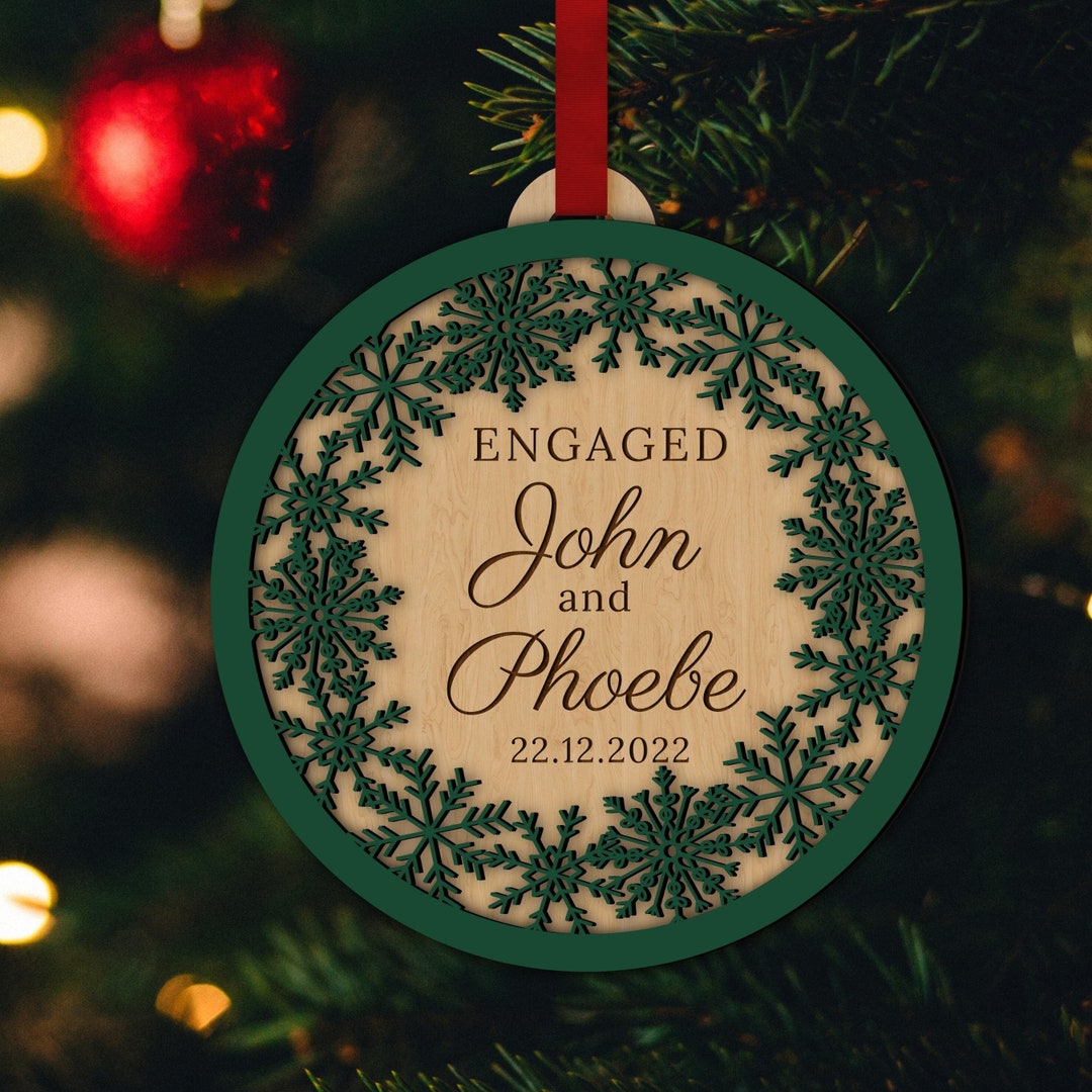 Personalised Double Layer Snowy Wooden Baubles, Engraved Custom Name Mr ...