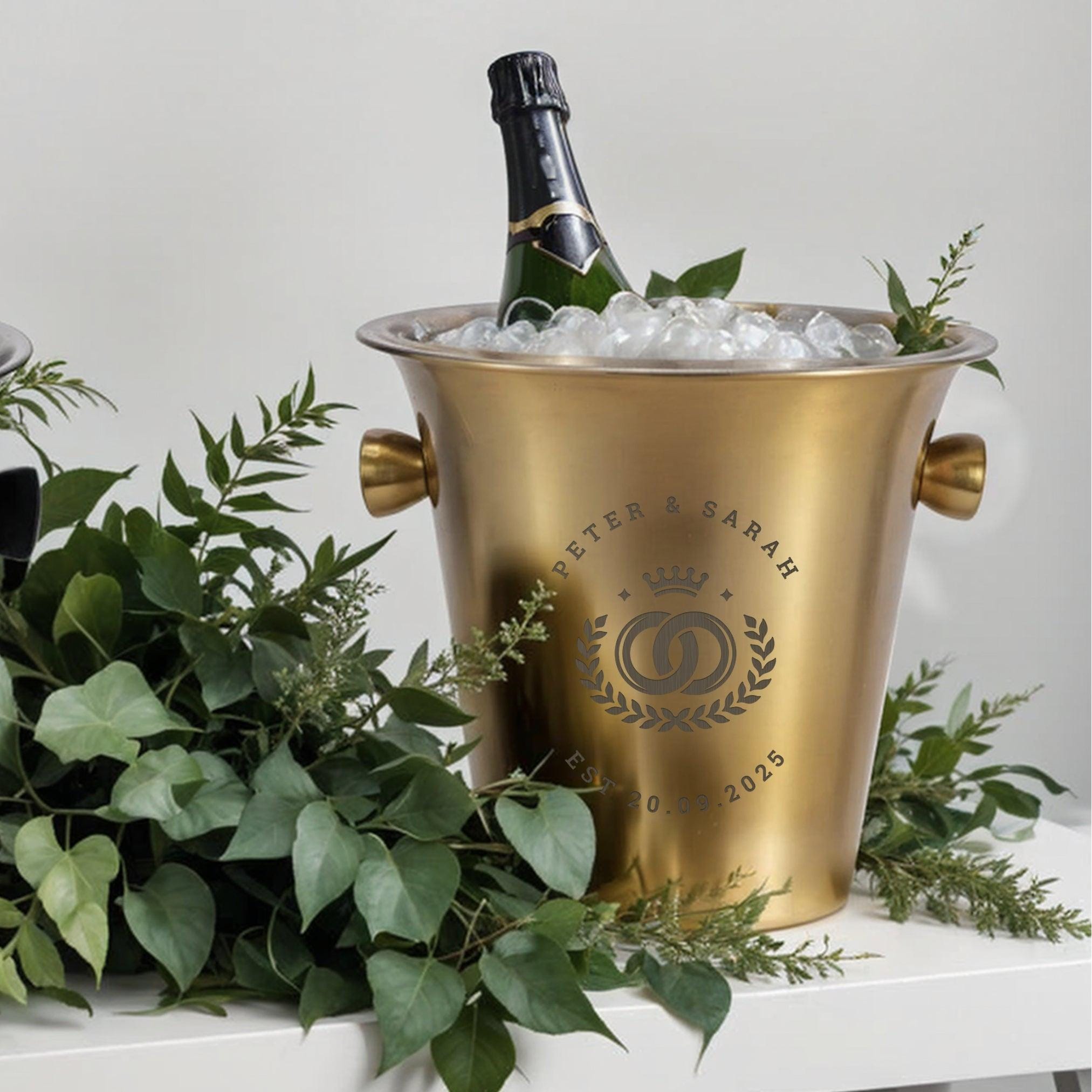 Personalised Matt Gold Champagne Ice Bucket, Custom Engraved Wine ...