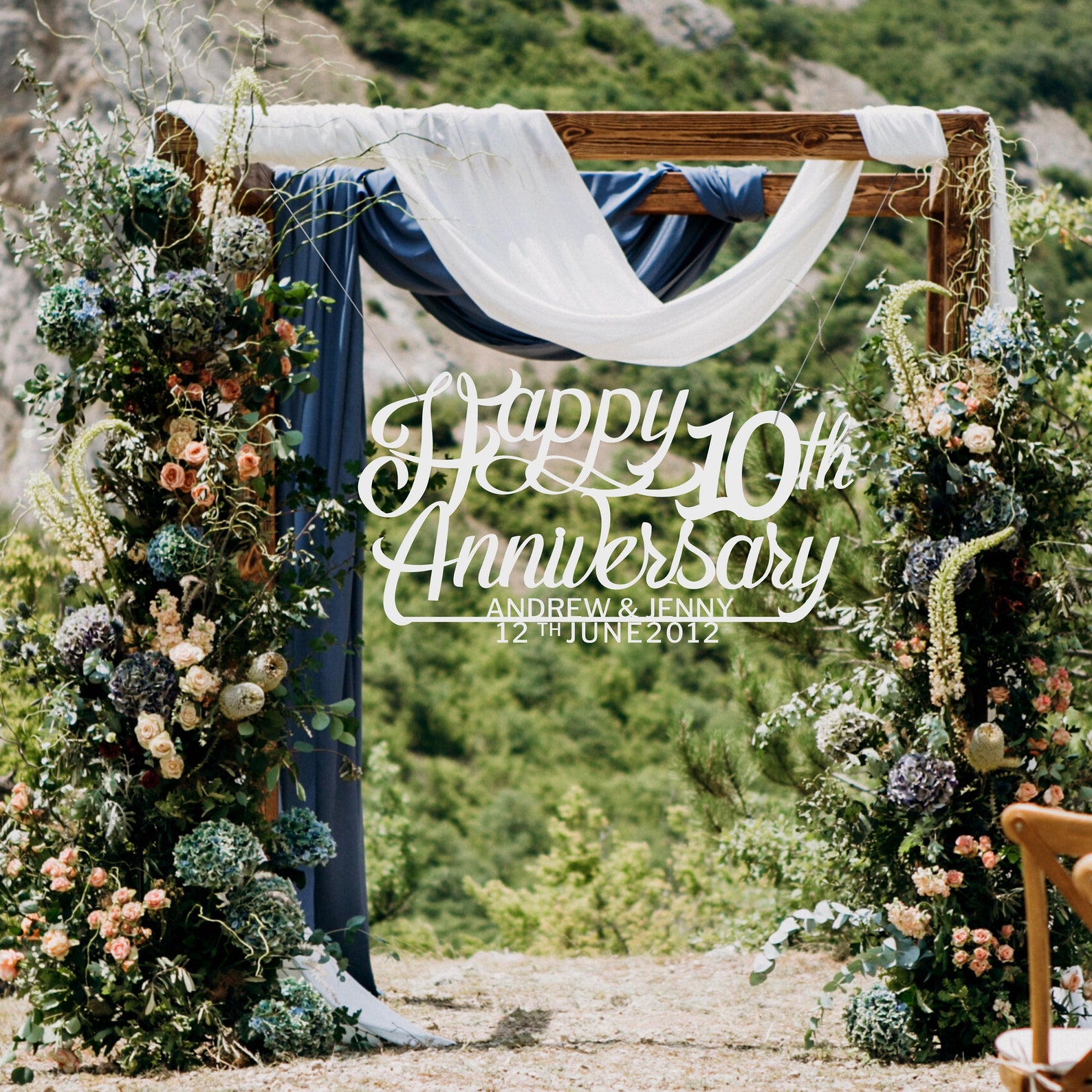 Custom Happy Anniversary Sign, Personalised Name & Date Wedding Signage ...