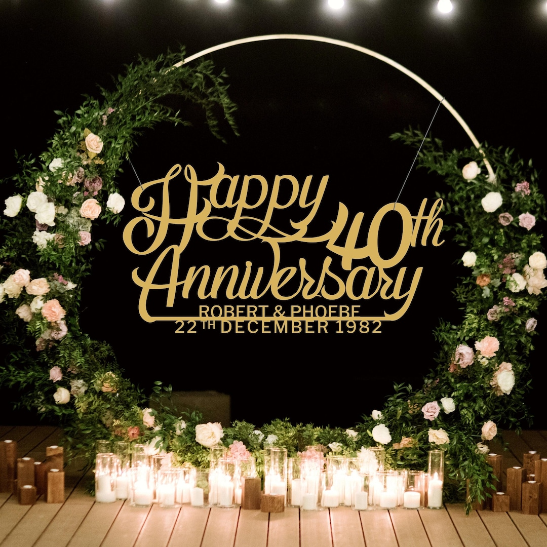 Custom Happy Anniversary Sign, Personalised Name & Date Wedding Signage ...