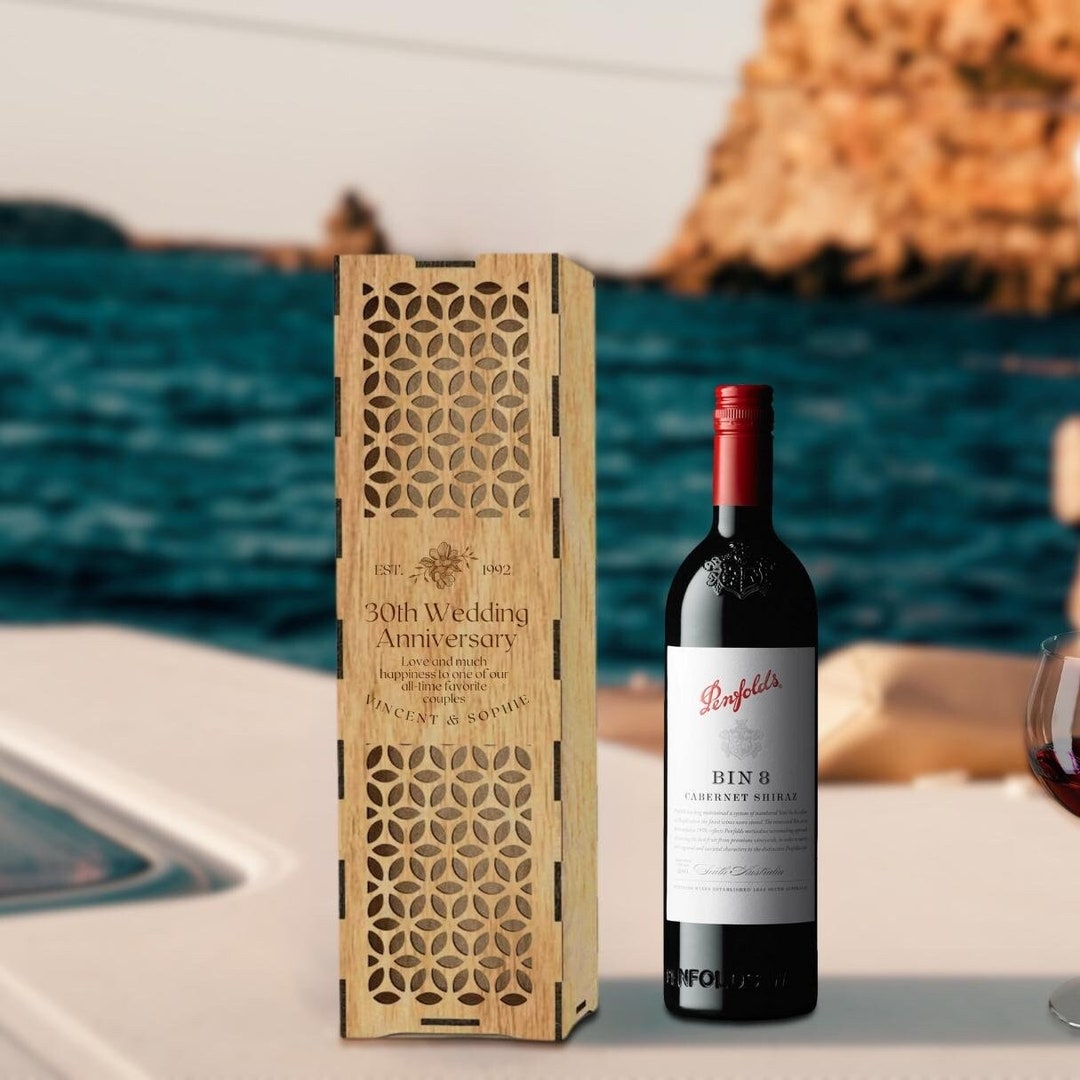 Custom Engraved Wooden Decorative Pattern Wine Box, Personalised Etched ...