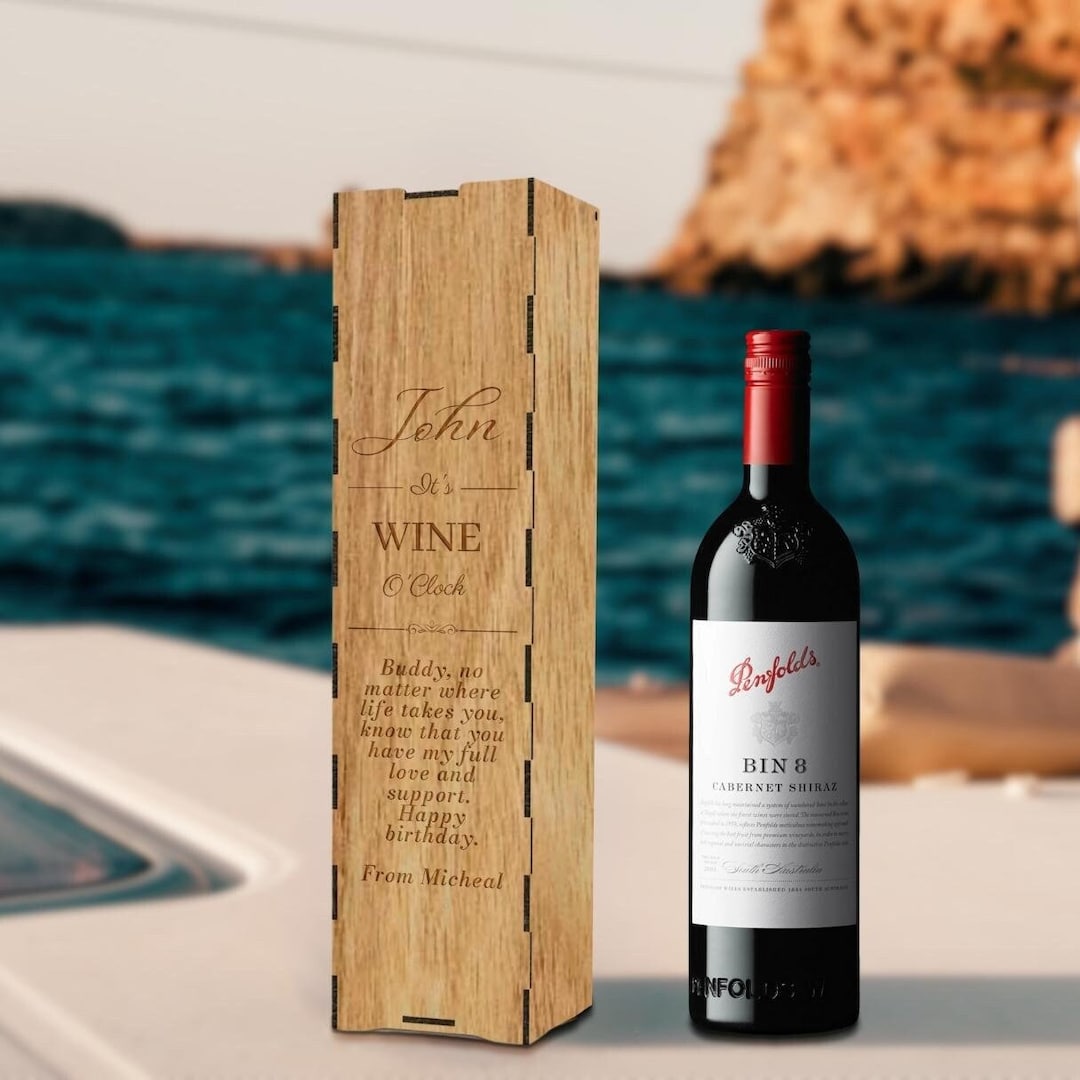 Custom Made Laser Cut & Engraved Wooden Wine Box, Personalised Plywood ...