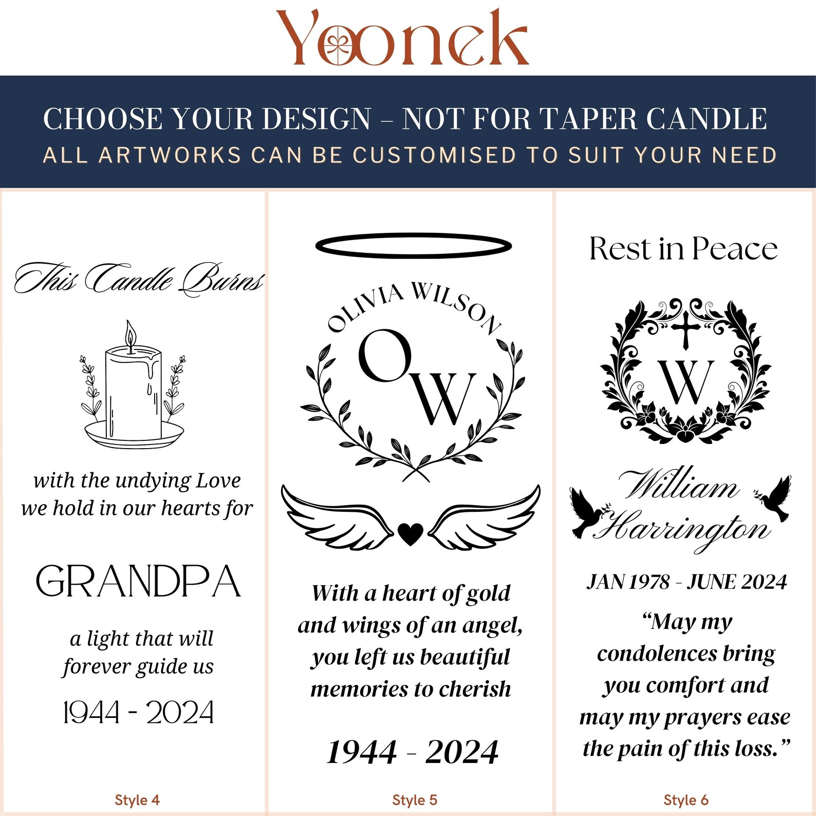 Personalised UV Print in Loving Memory Candles, Custom Memorial Candle ...