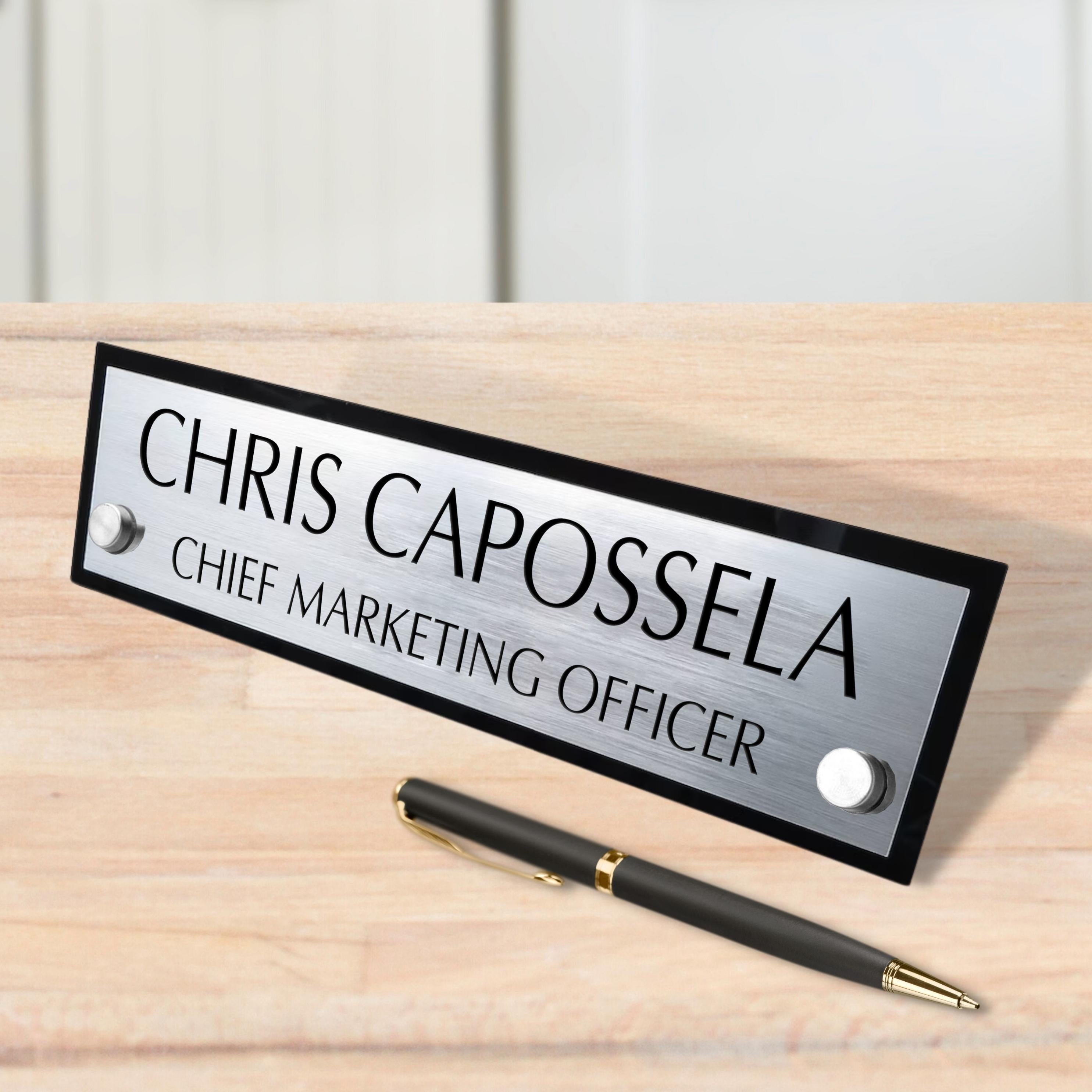 Custom Engraved Standoffs Acrylic Desk Name Plate, Personalised ...