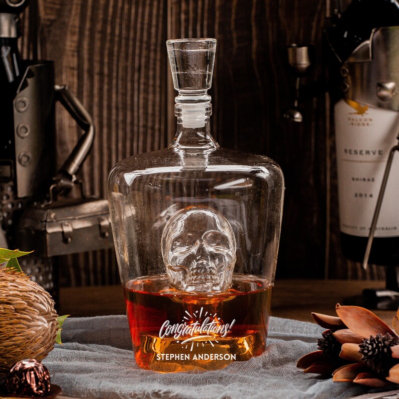 Engraved Whiskey Scotch Spirit Tequila Skull Decanter/ Carafe - Etsy