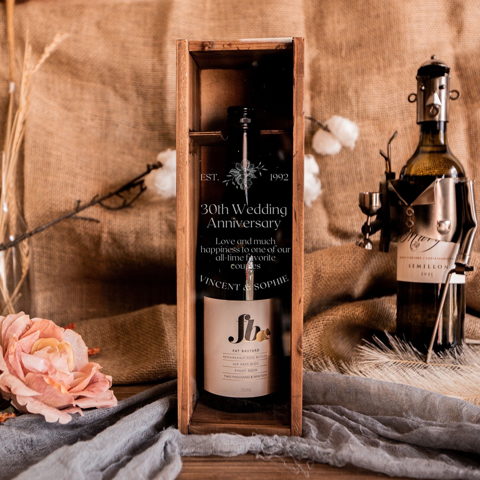 Personalised Clear Acrylic Lid & Rustic Wooden Wine Box Gift - Etsy