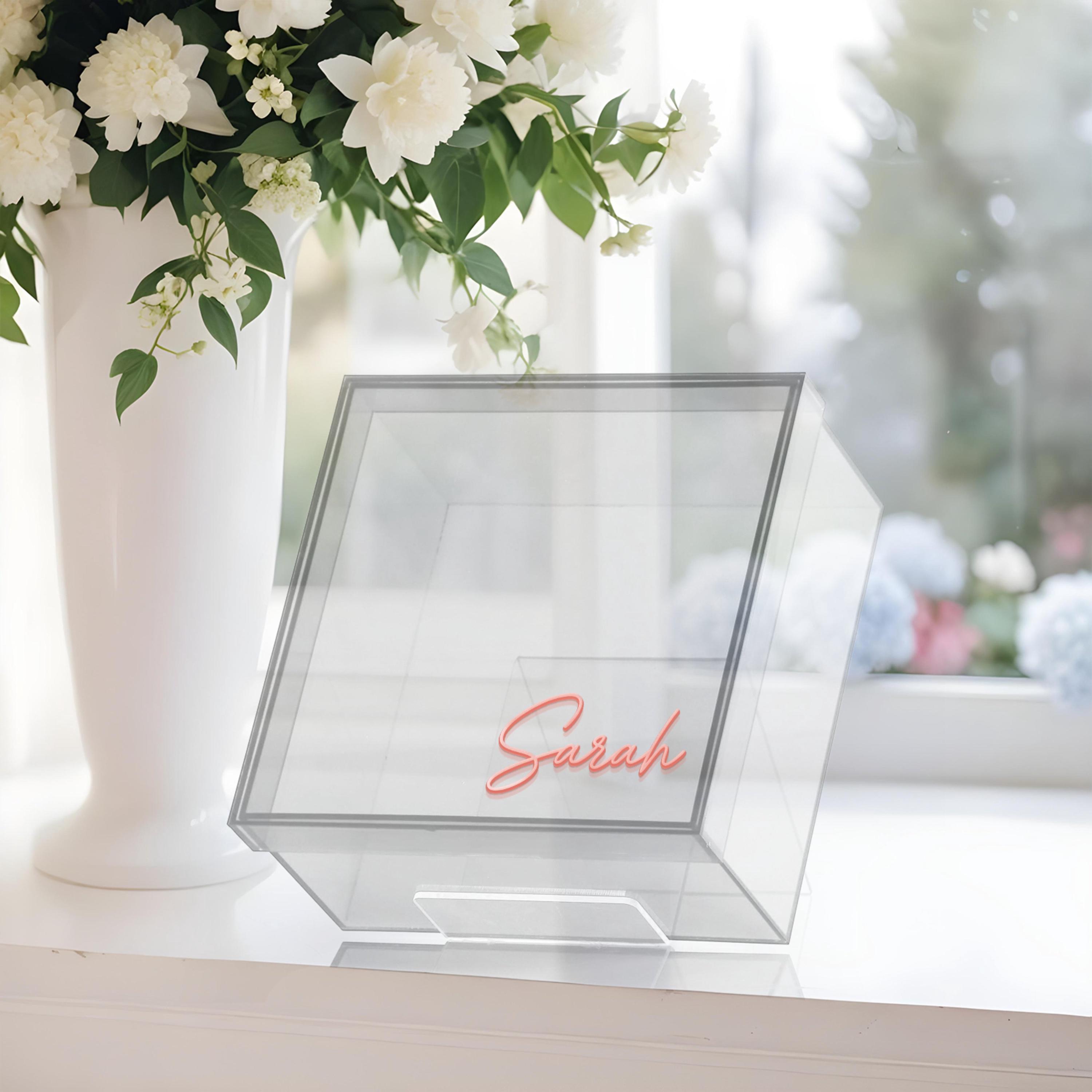 Personalised 3D Raised Acrylic Name Clear Christening Box, Custom Made ...