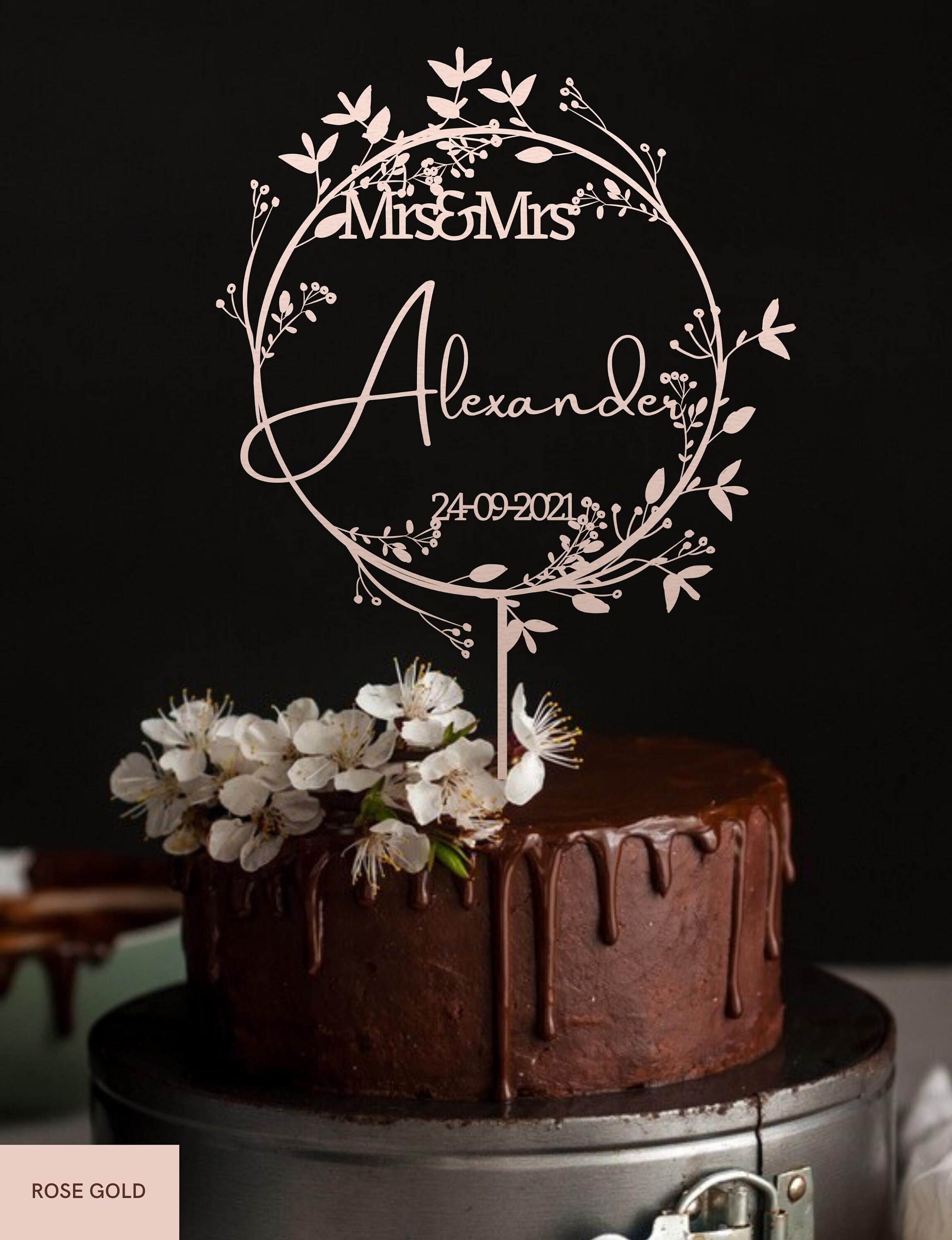 Personalised MDF/ Mirror Acrylic Wedding Cake Topper, Custom Mr & Mrs ...