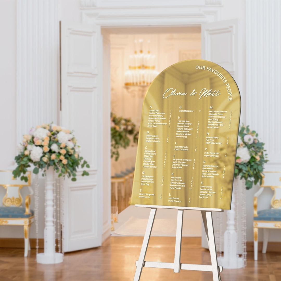 Personalised Wedding Seating Chart Arch Sign, Custom Print Guest Plan ...