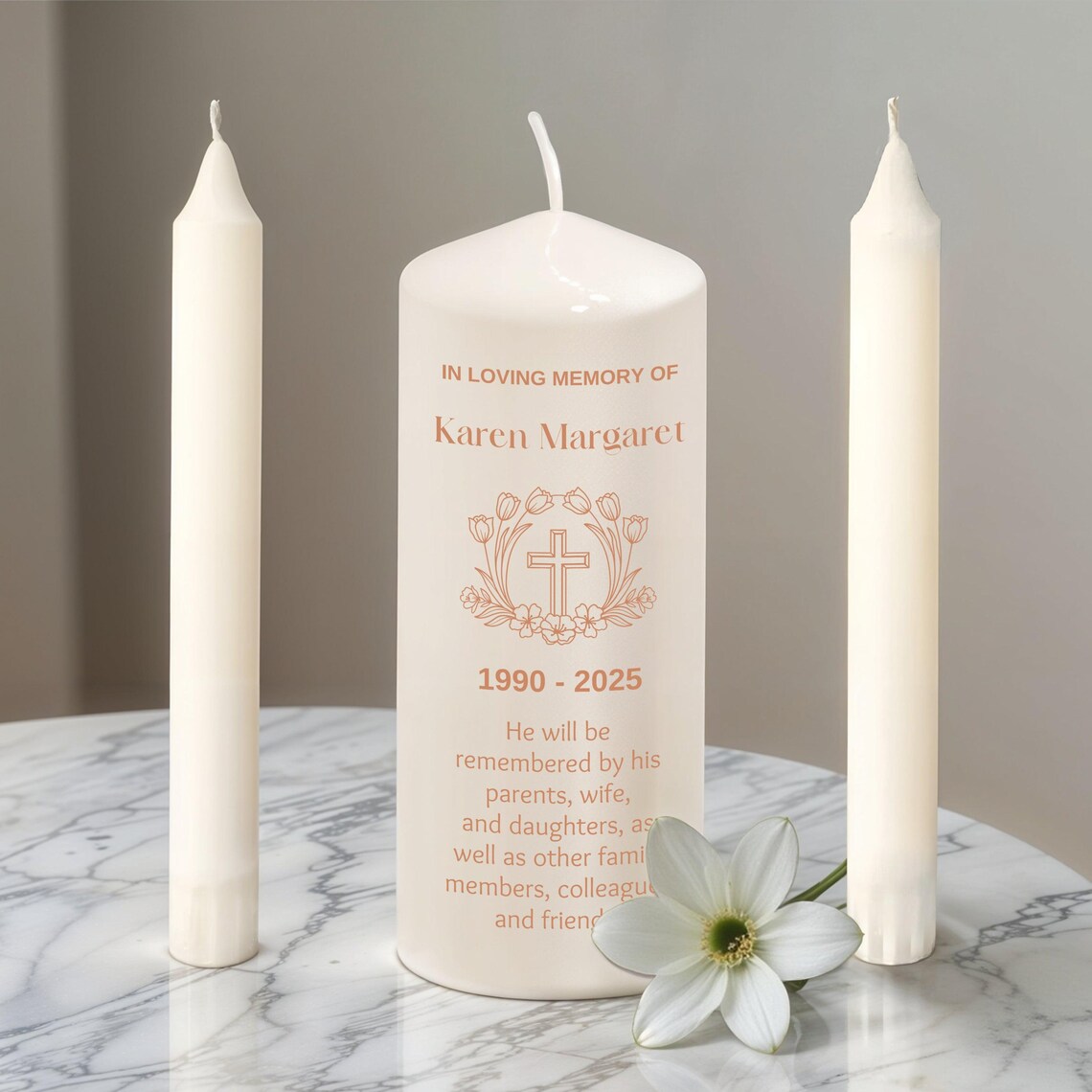 Personalised UV Print in Loving Memory Candles, Custom Memorial Candle ...