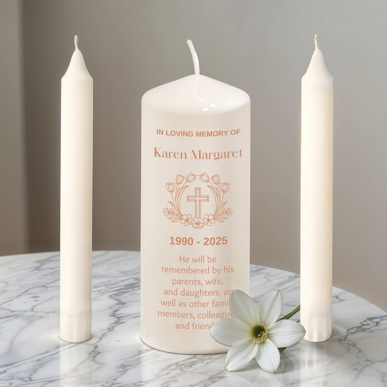 Personalised UV Print in Loving Memory Candles, Custom Memorial Candle ...