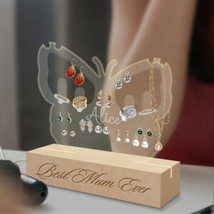 Personalised 3D Acrylic Jewellery Display LED Light Stand, Custom ...
