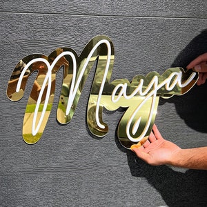 Custom 1 Row 3D Double Mirror Acrylic Name Sign, Personalised Names ...