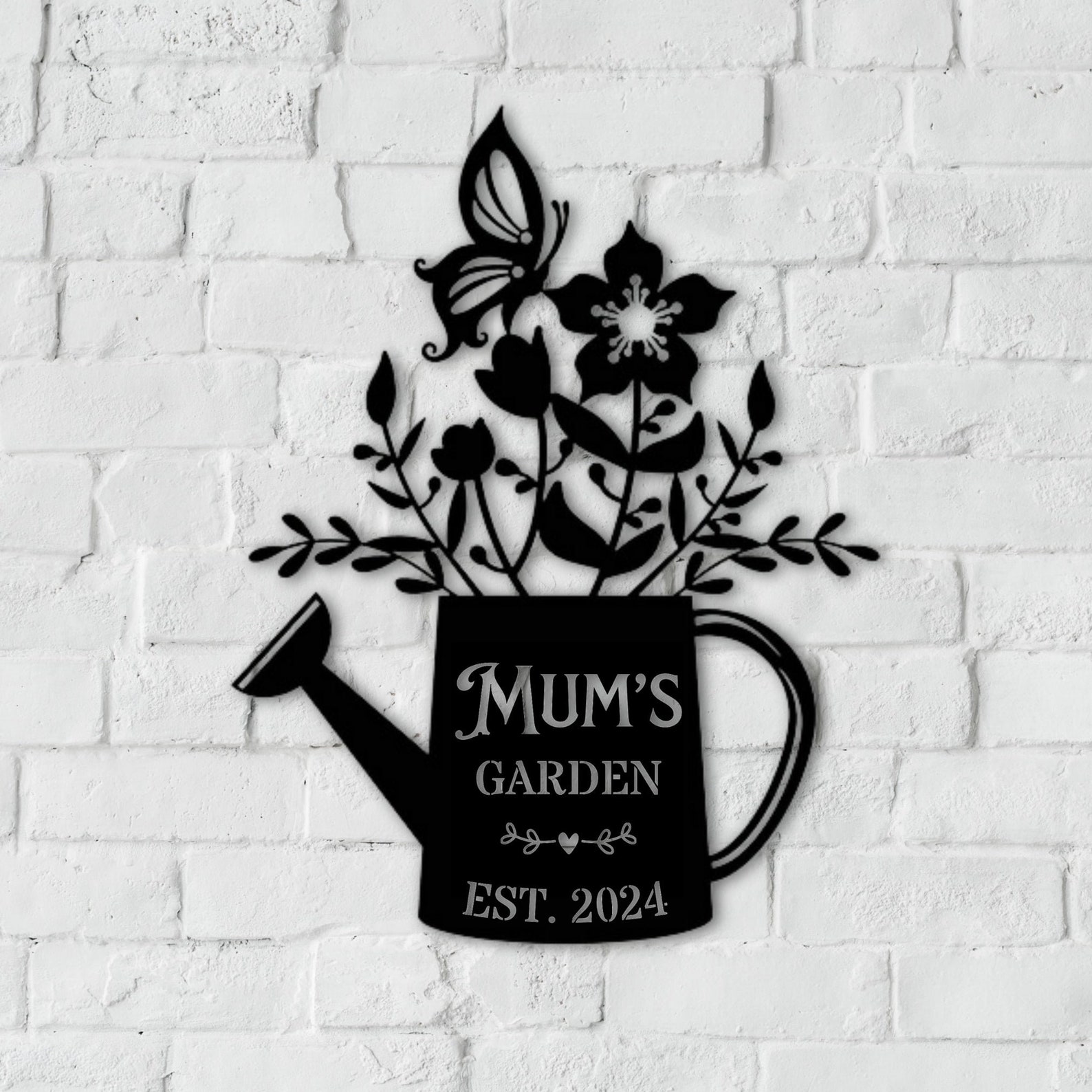 Custom Acrylic Flower Watering Can Sign, Personalised Name Garden Lawn ...