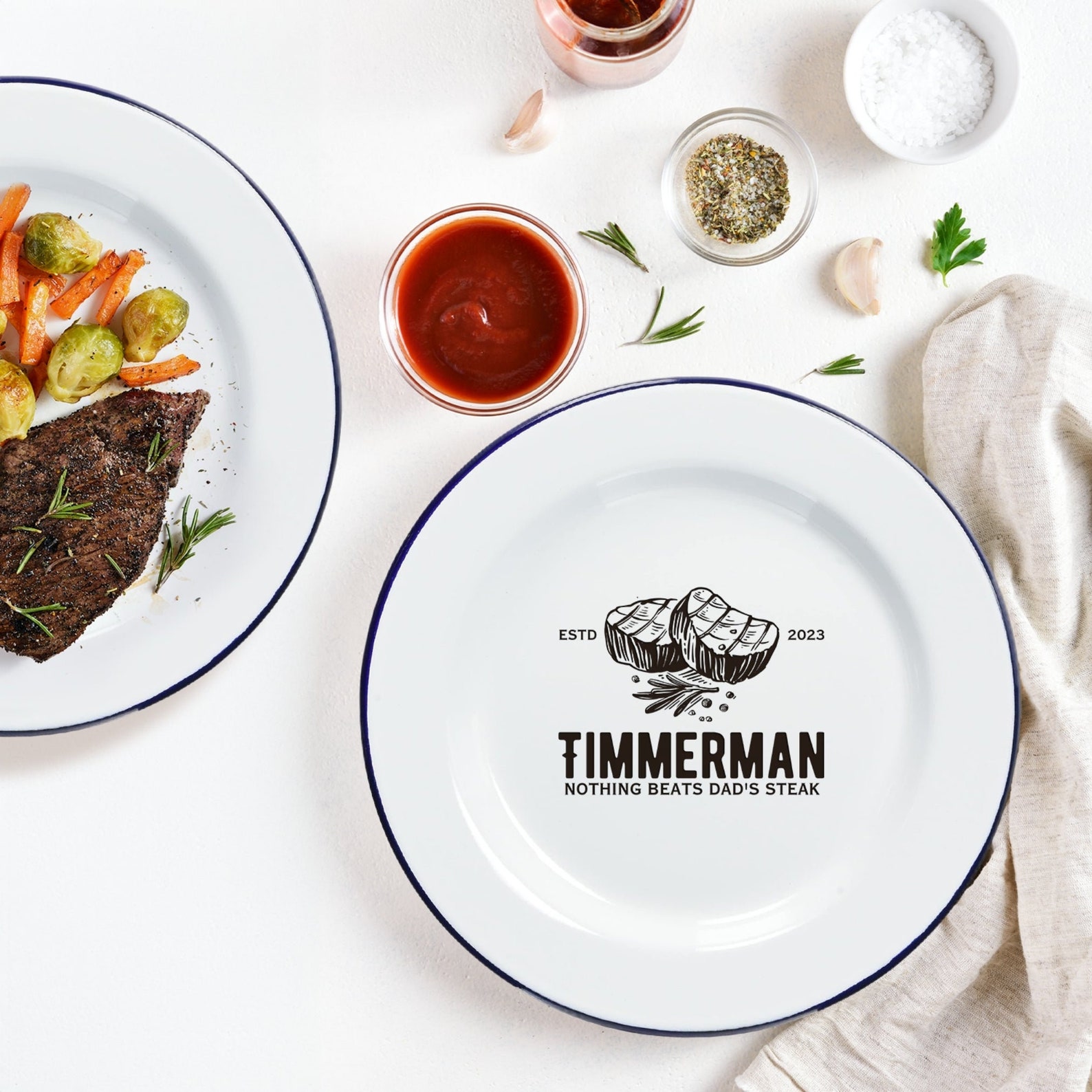 Custom Engraved Enamel Plate, Pasta, Steak, Pancake, Sweet Treats ...