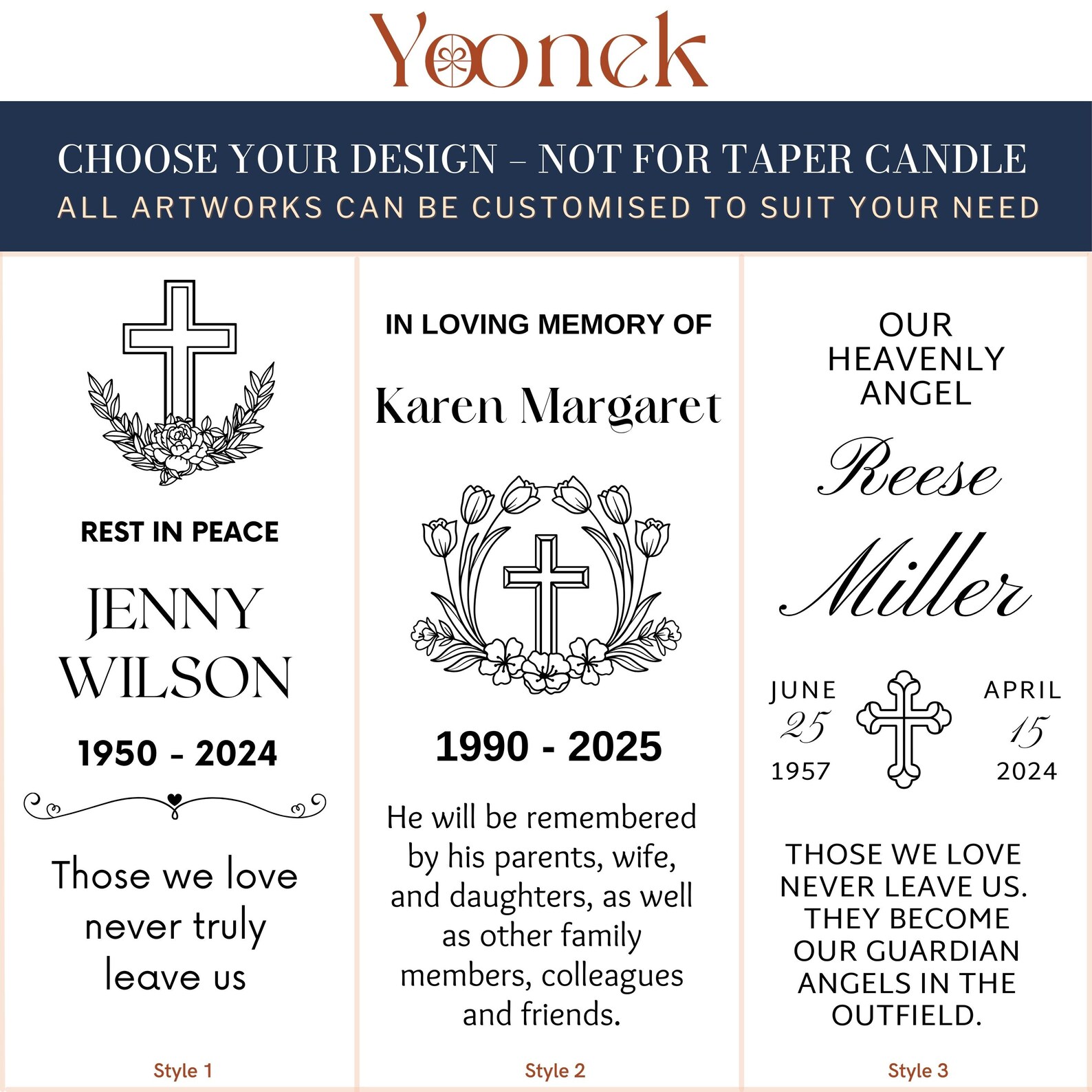 Personalised UV Print in Loving Memory Candles, Custom Memorial Candle ...