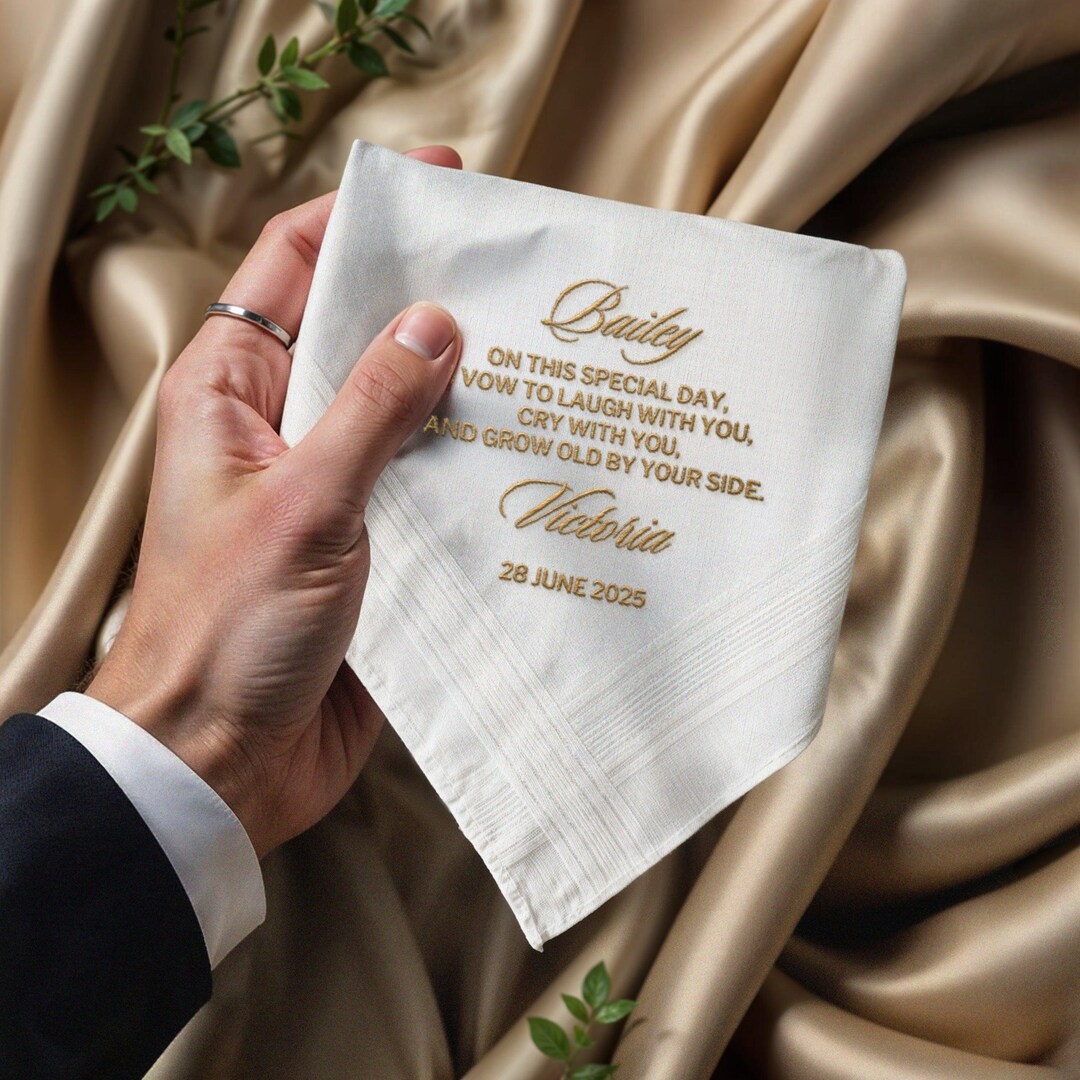 Custom Embroidered Handkerchief, Personalised Guest Table Name Place ...