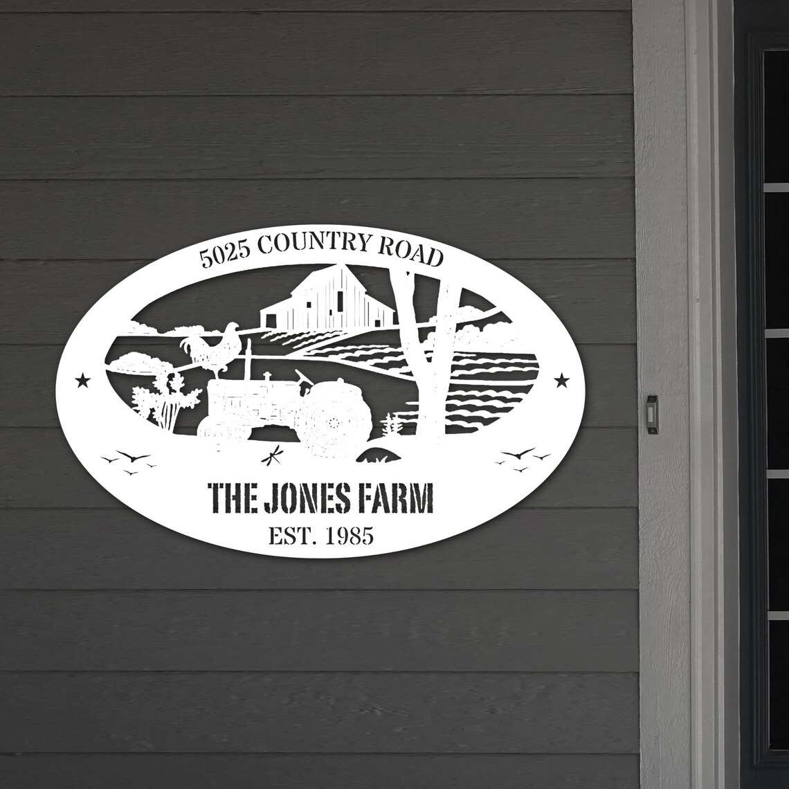 Custom Made Acrylic Farm House Scenery Hoop Sign, Personalised Rustic ...