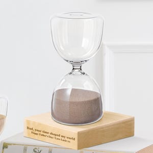 Personalised Glass Hourglass Timer & Wooden Base, Custom Engraved Sand ...