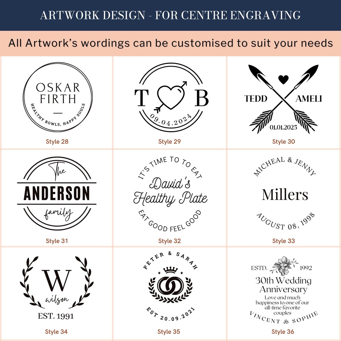 Custom Engraved Enamel Plate, Pasta, Steak, Pancake, Sweet Treats ...