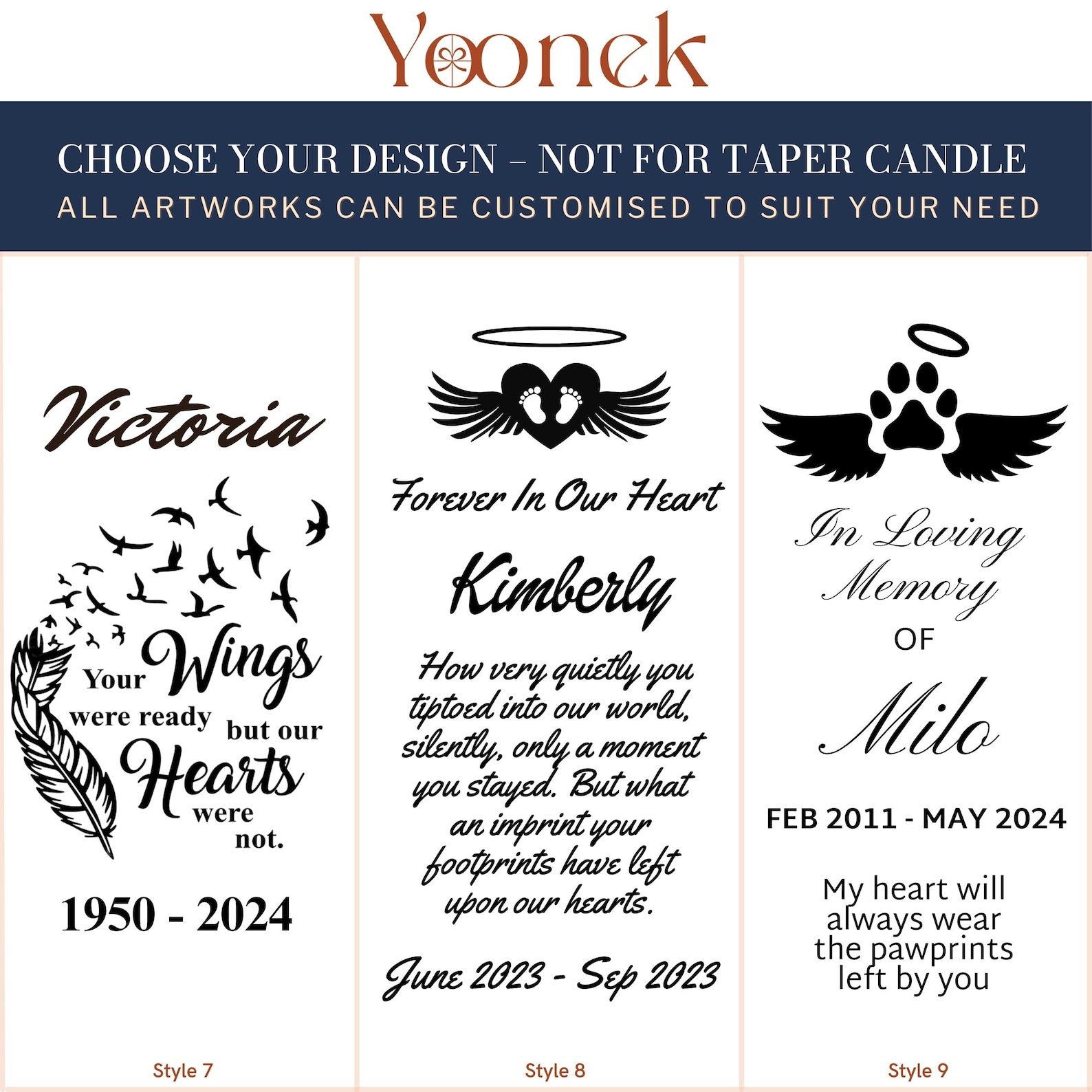 Personalised UV Print in Loving Memory Candles, Custom Memorial Candle ...