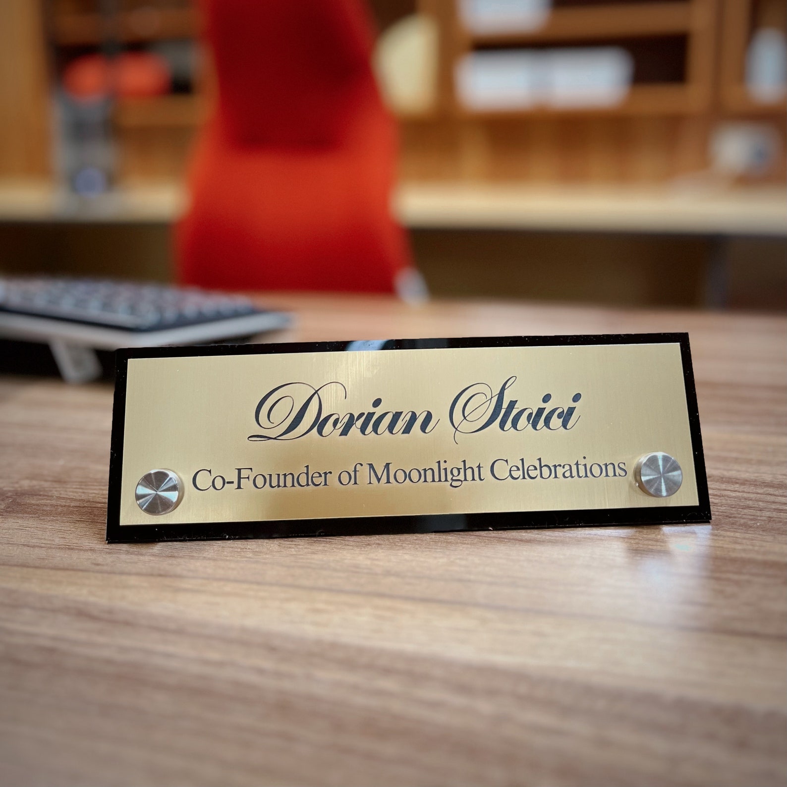 Custom Engraved Standoffs Acrylic Desk Name Plate, Personalised ...