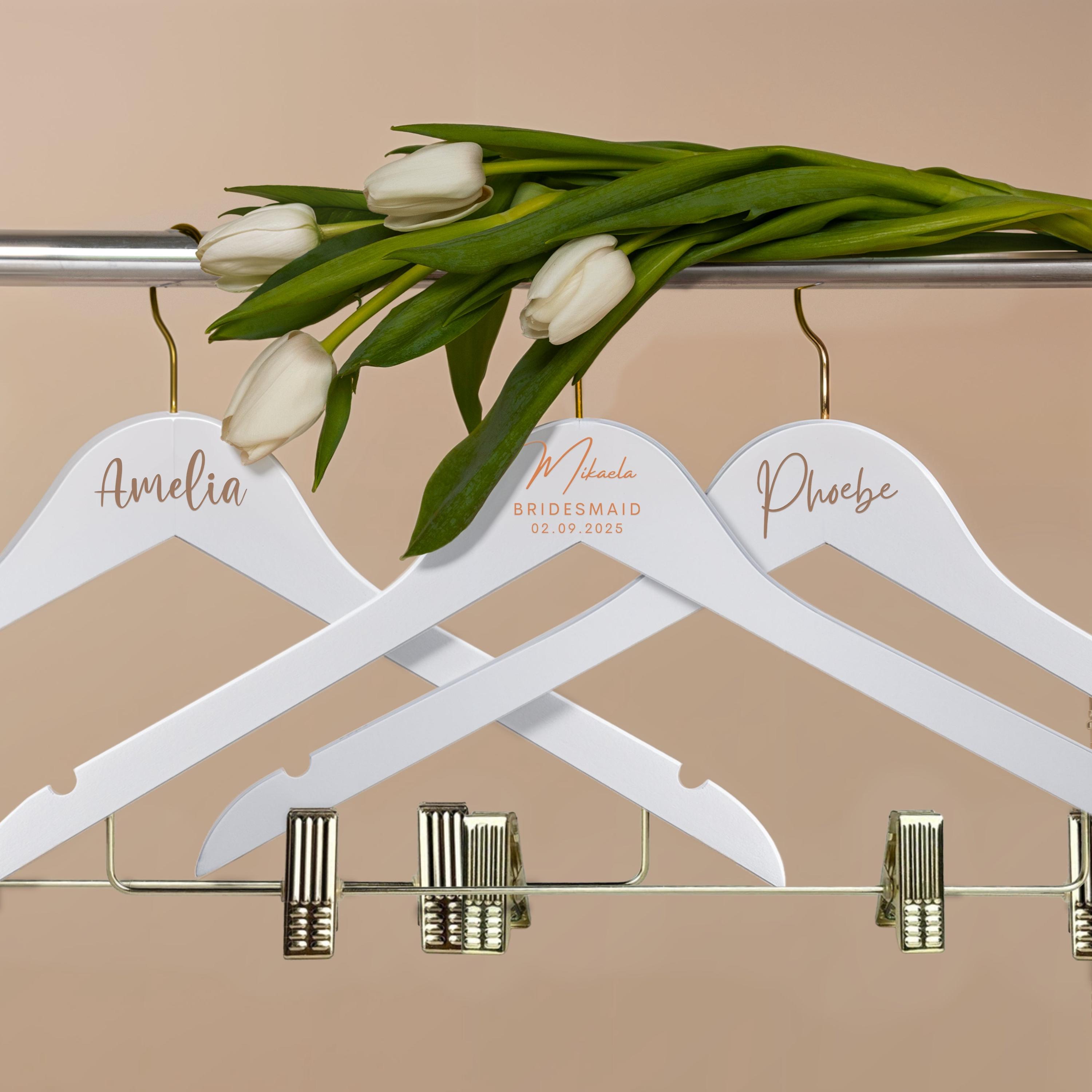 Personalised Wooden Combination Hanger, Gold Pants Clips & Hook, Custom ...
