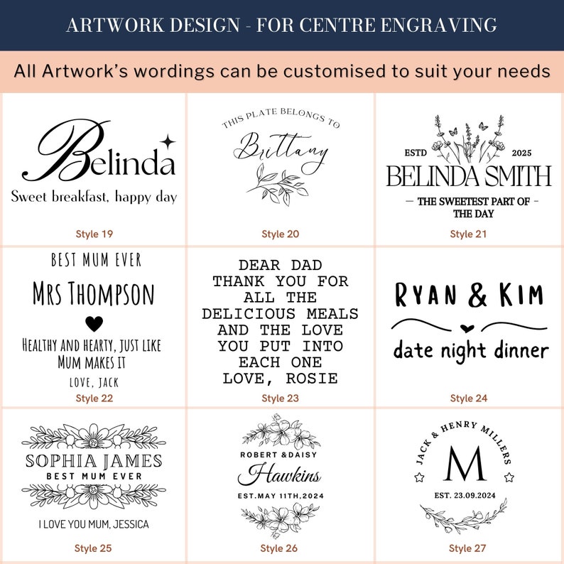 Custom Engraved Enamel Plate, Pasta, Steak, Pancake, Sweet Treats ...