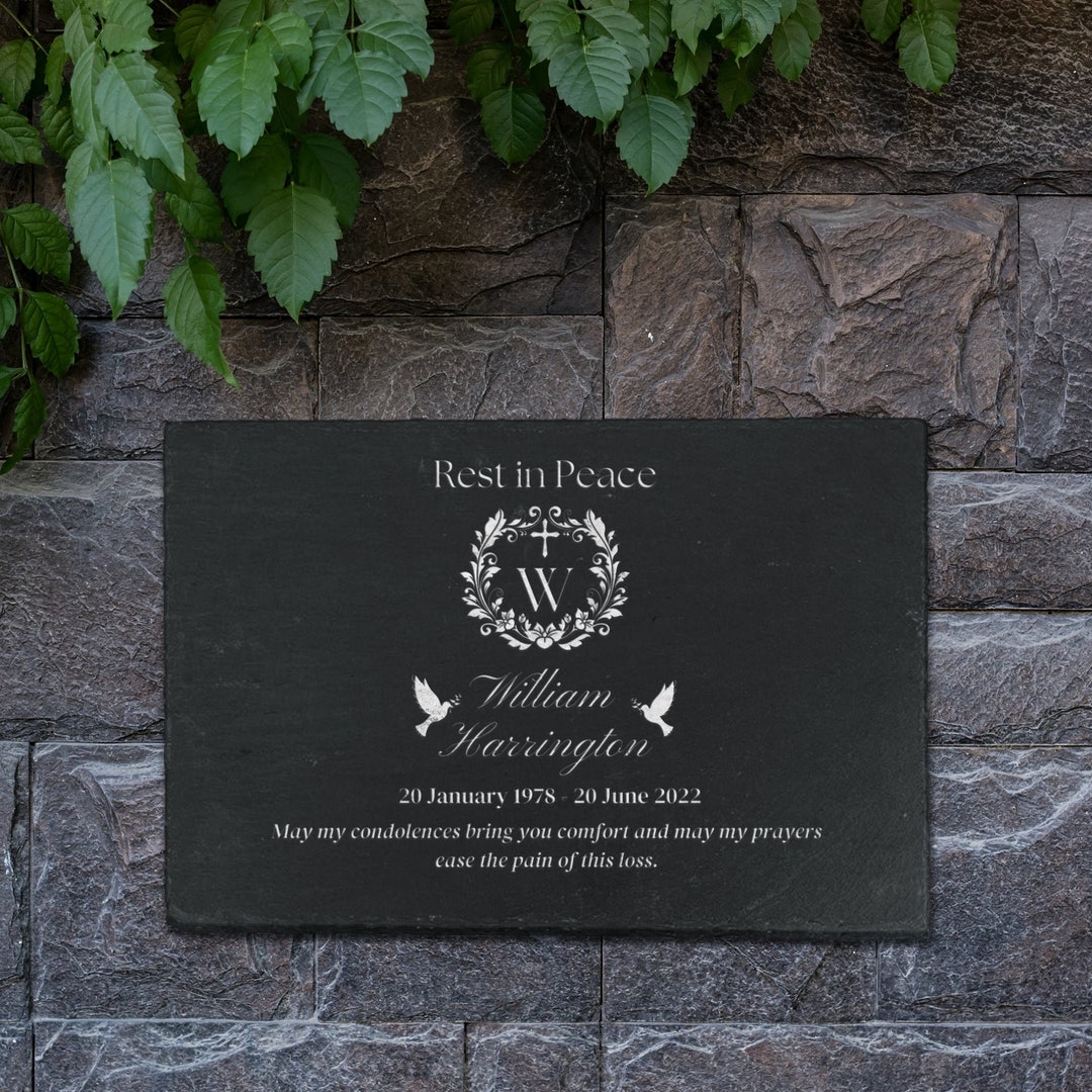 Personalised Memorial Rectangle Slate Sign, Custom Engraved in Loving ...