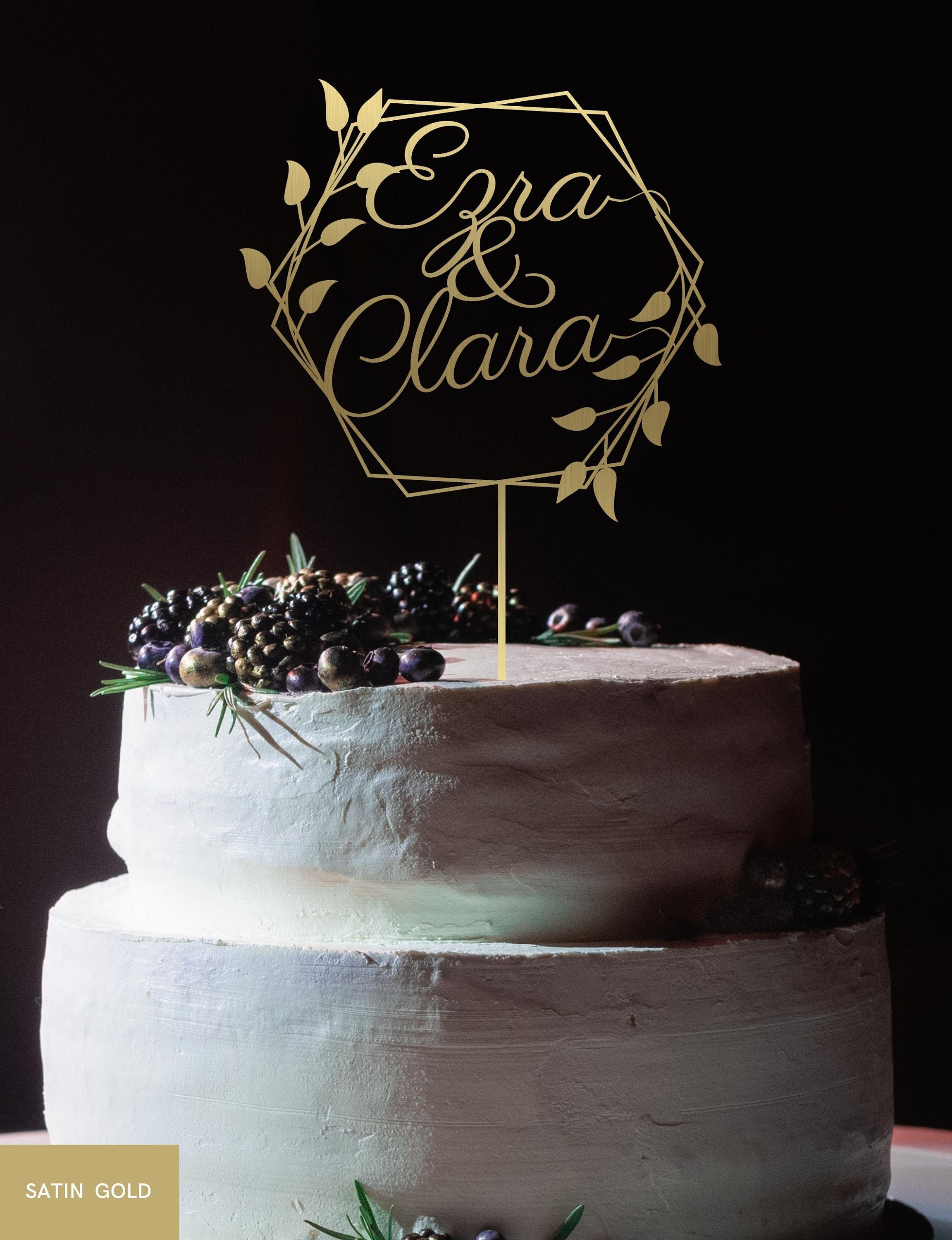 Personalised MDF/ Mirror Acrylic Wedding Cake Topper, Custom Join Name ...