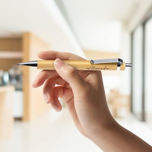 Custom Engraved Eco Bamboo Ballpoint Pen, Personalised Logo Sustainable Teacher, Student ...