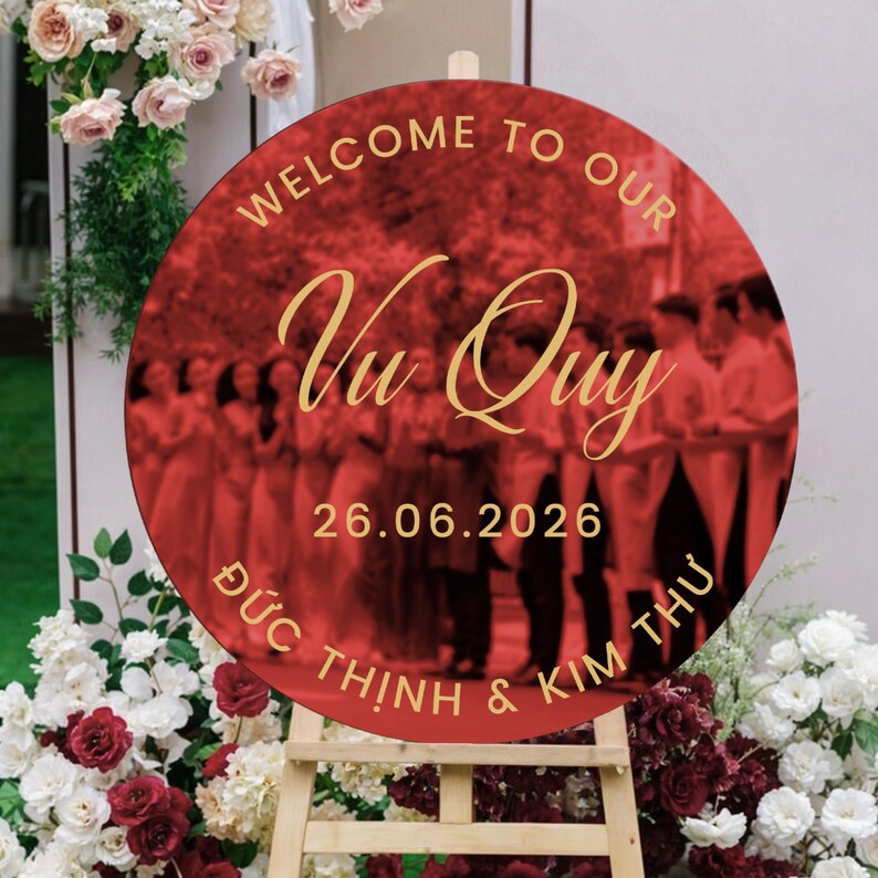 Personalised Couple Names Acrylic Round Wedding Signage, Custom UV ...