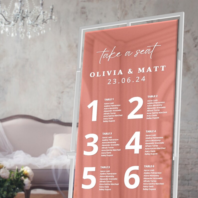 Personalised Wedding Seating Chart Sign, Custom UV Print Reception ...