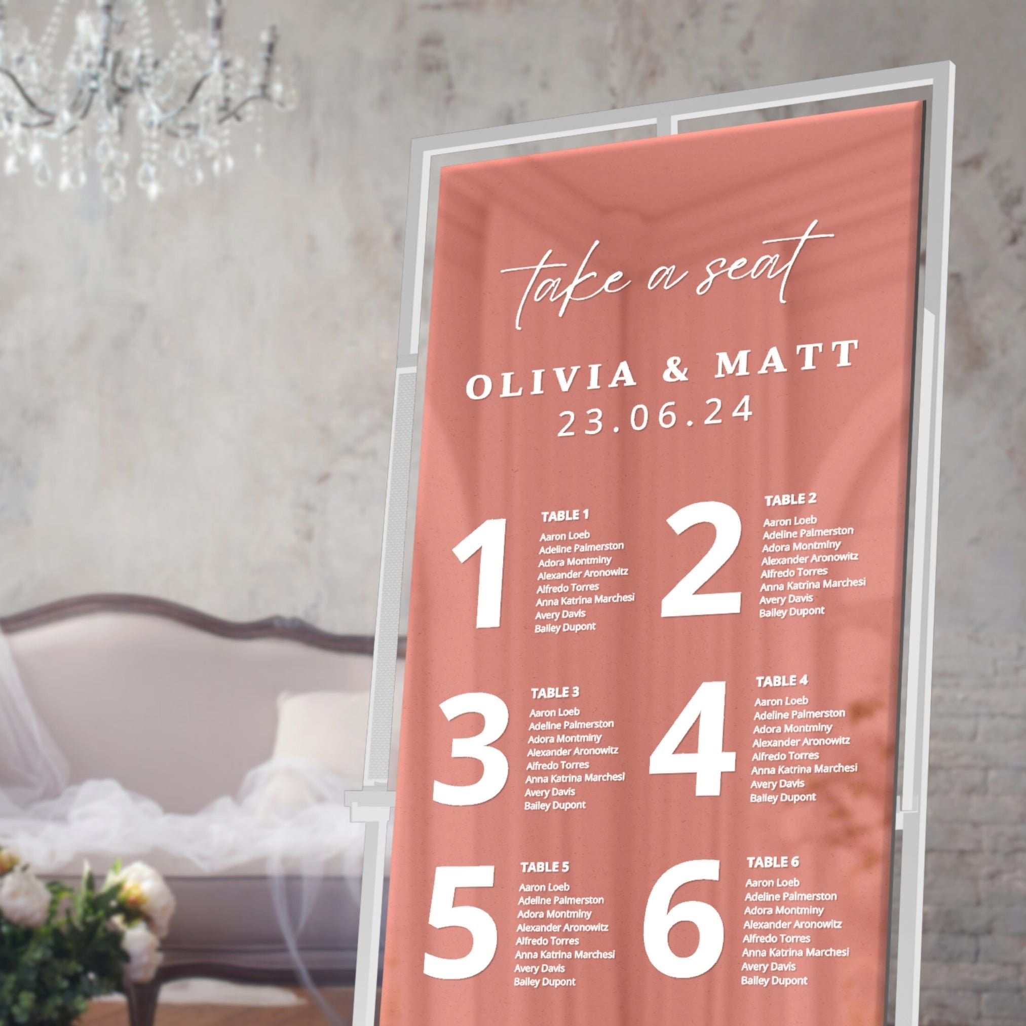 Personalised Wedding Seating Chart Sign, Custom UV Print Reception ...