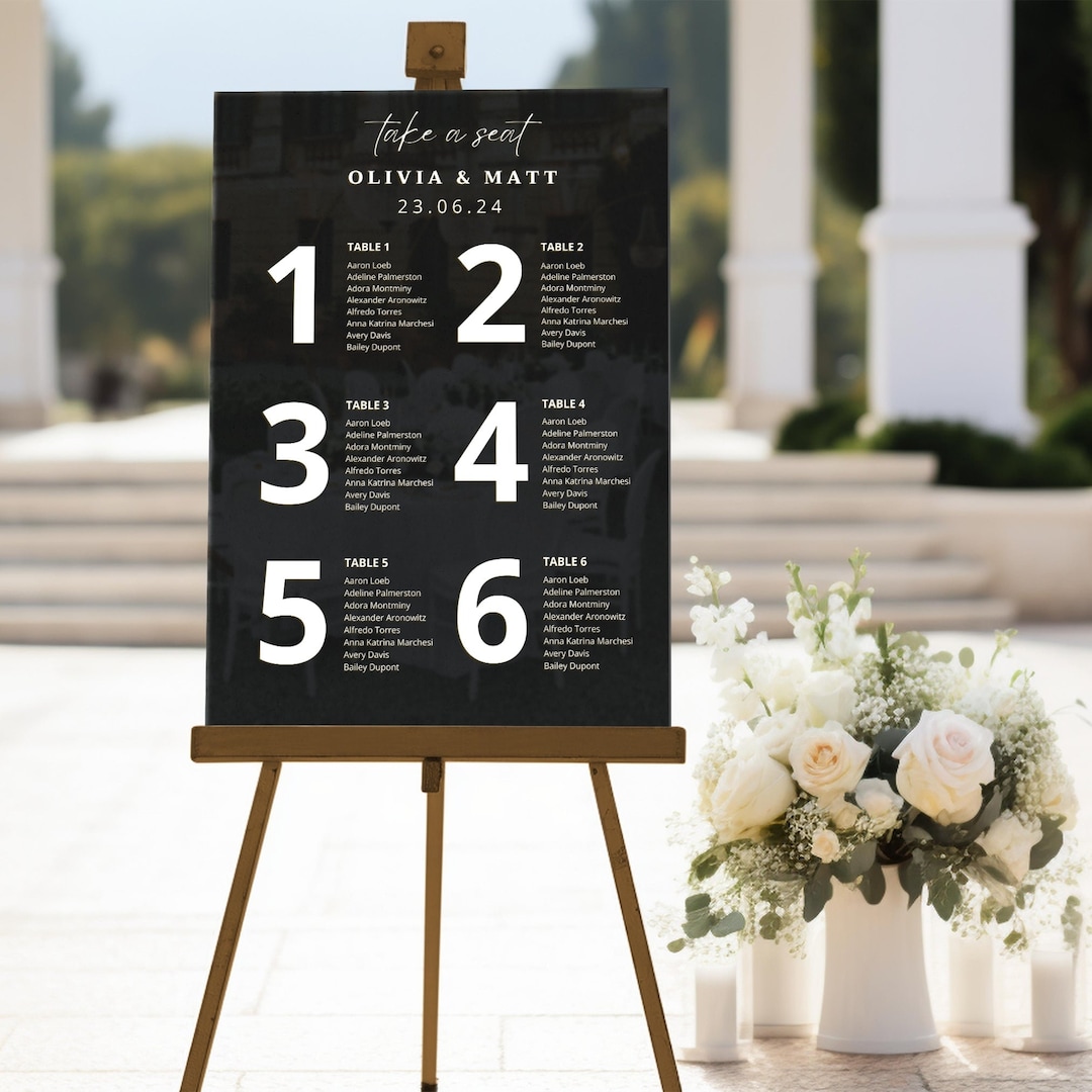 Personalised Wedding Seating Chart Sign, Custom UV Print Guest Plan ...