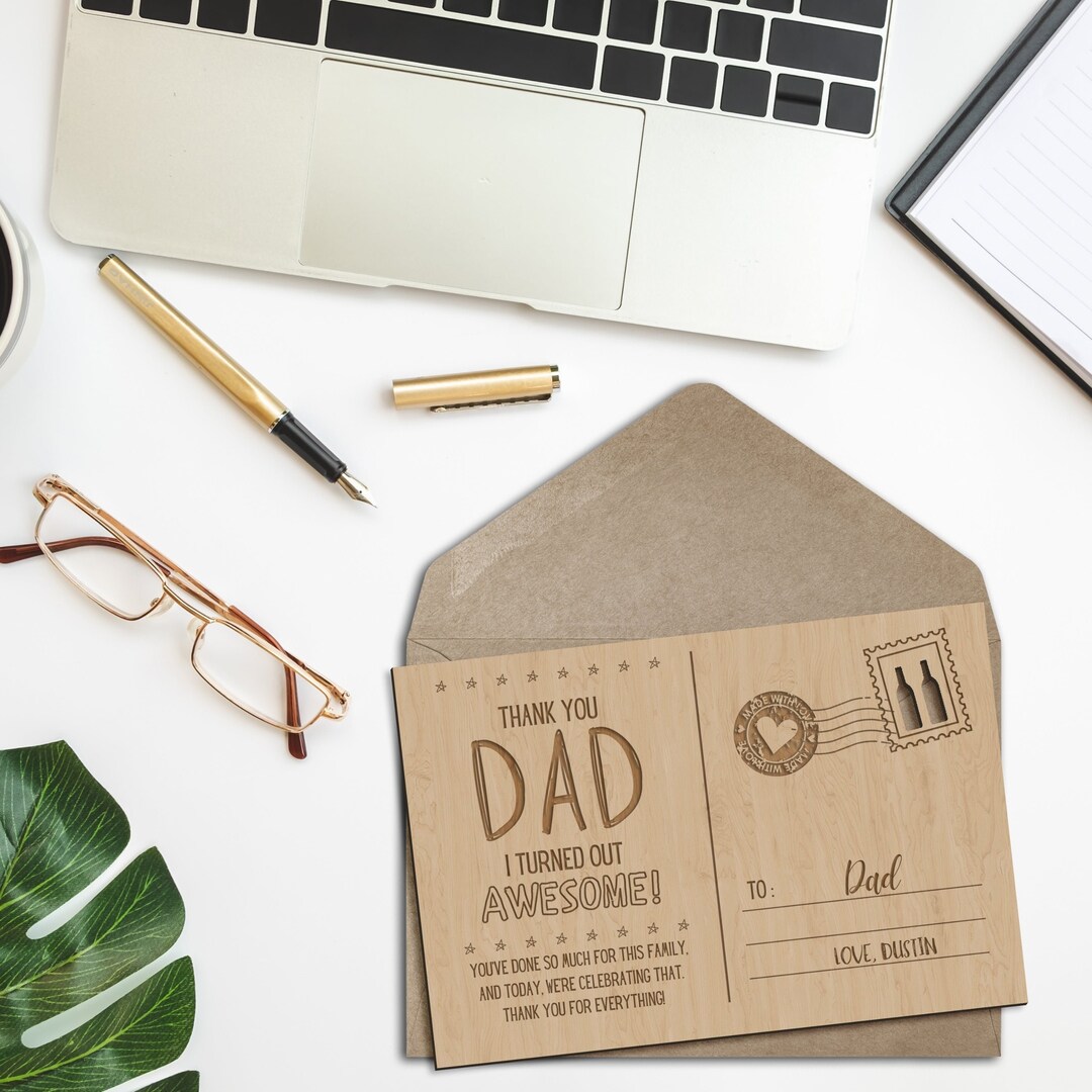 Personalised Wooden Father's Day Postcard, Engraved Timber Celebrate ...