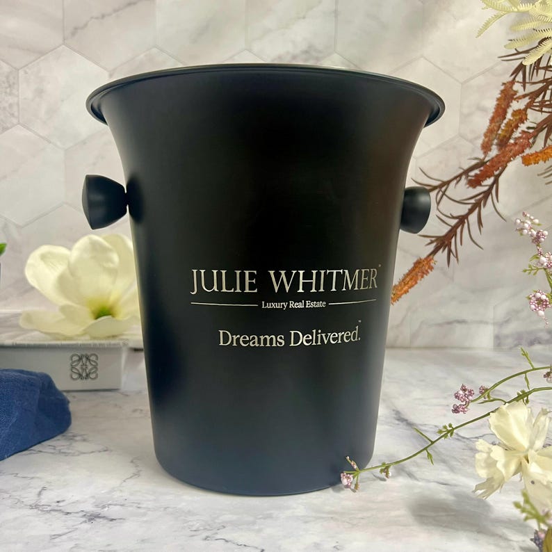 Personalised Matt Black Champagne Ice Bucket, Custom Engraved Wine ...