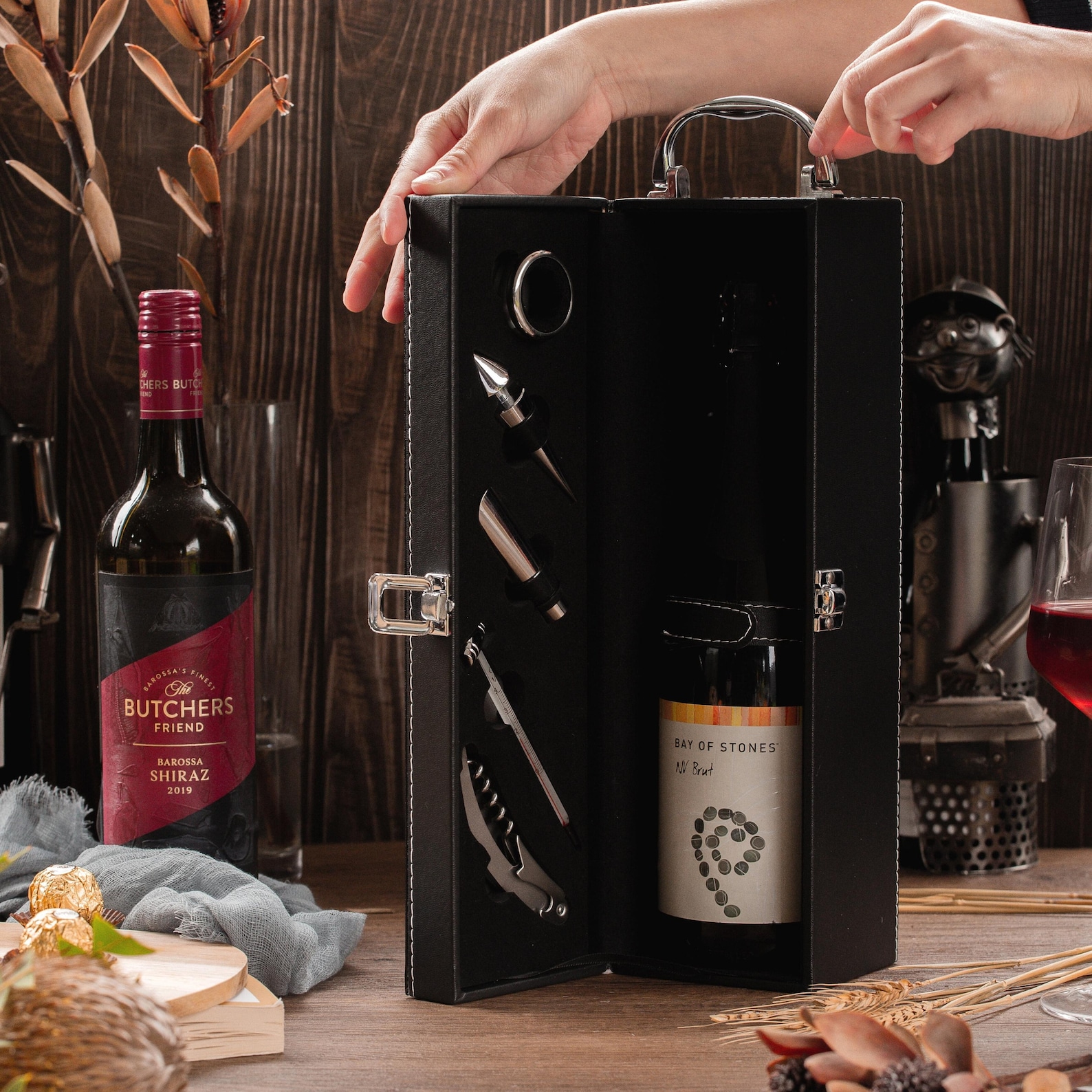 Personalised Premium Leather Wine Box & Accessories Engraved - Etsy