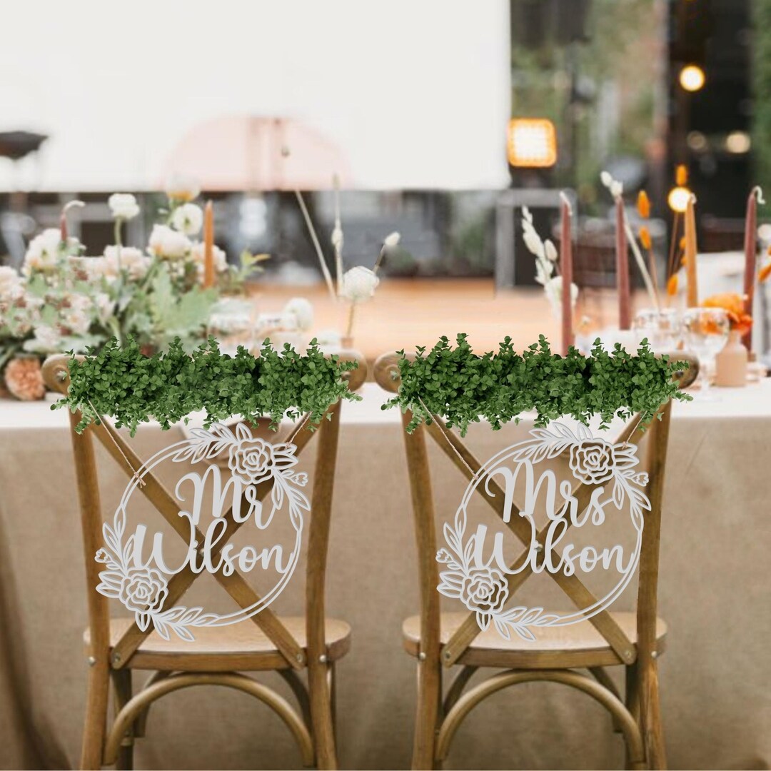 Personalised Reception Wedding Chair Sign Set Decor, Custom Matching ...