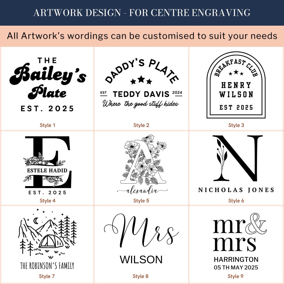 Custom Engraved Enamel Plate, Pasta, Steak, Pancake, Sweet Treats ...