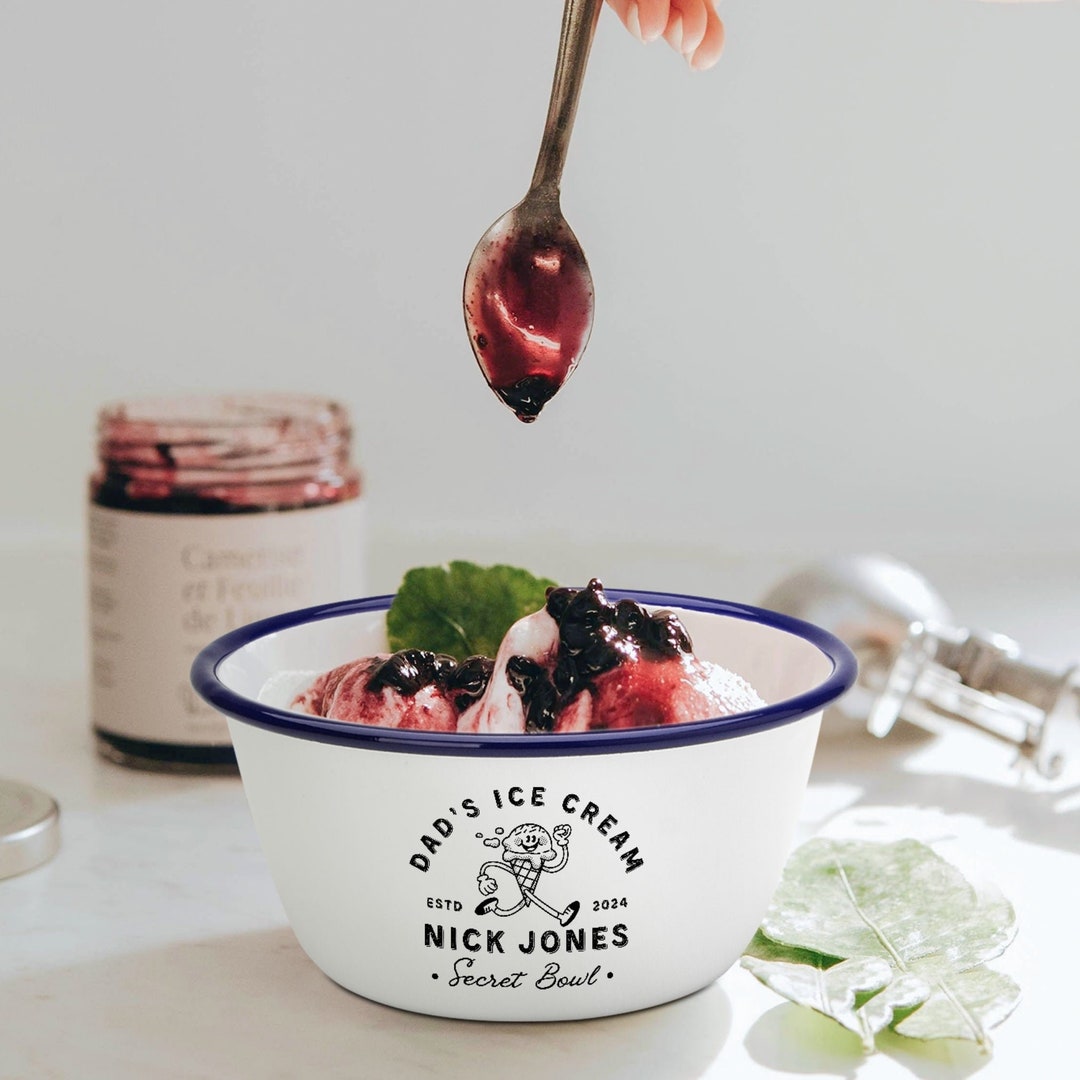Custom Engraved Enamel Bowl, Personalised Soup, Pasta, Ice-cream ...