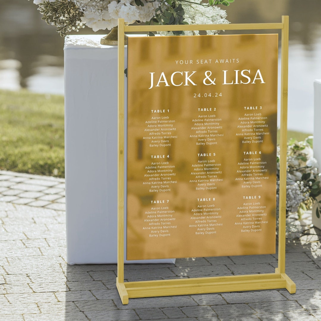 Personalised Wedding Seating Chart Sign, Custom Print Guest Plan ...