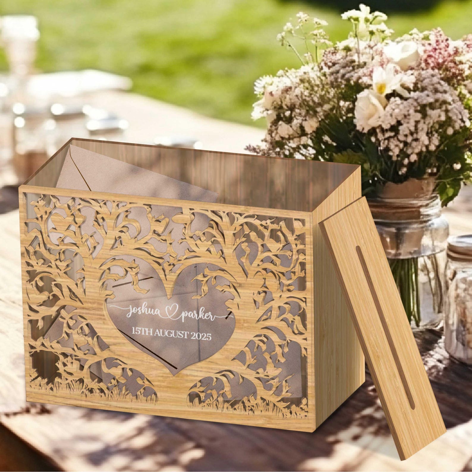 Custom Plywood Acrylic Family Tree Wishing Well Box & Sign ...