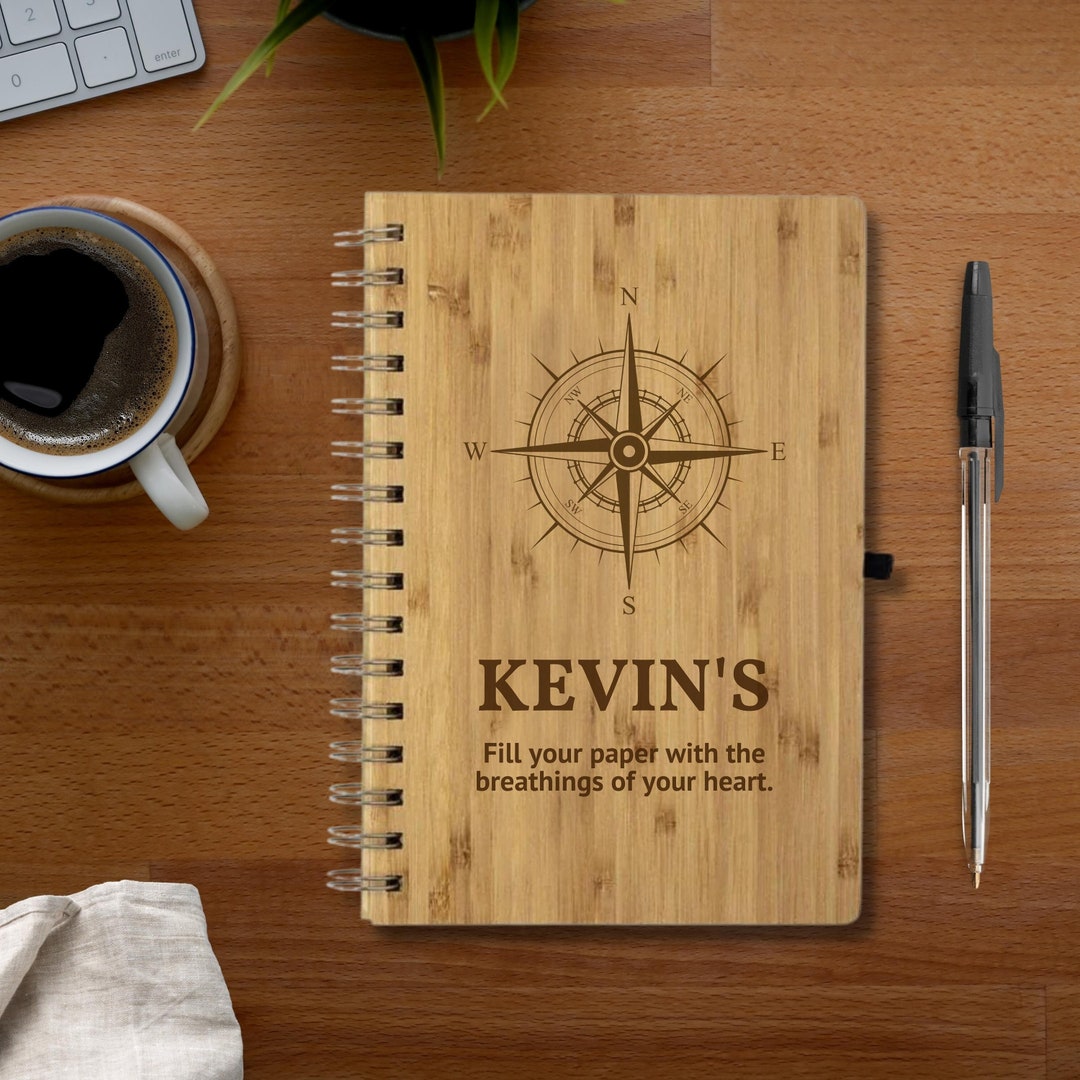 Personalised Engraved Bamboo Notebook, Customised Recipe Book, Travel ...