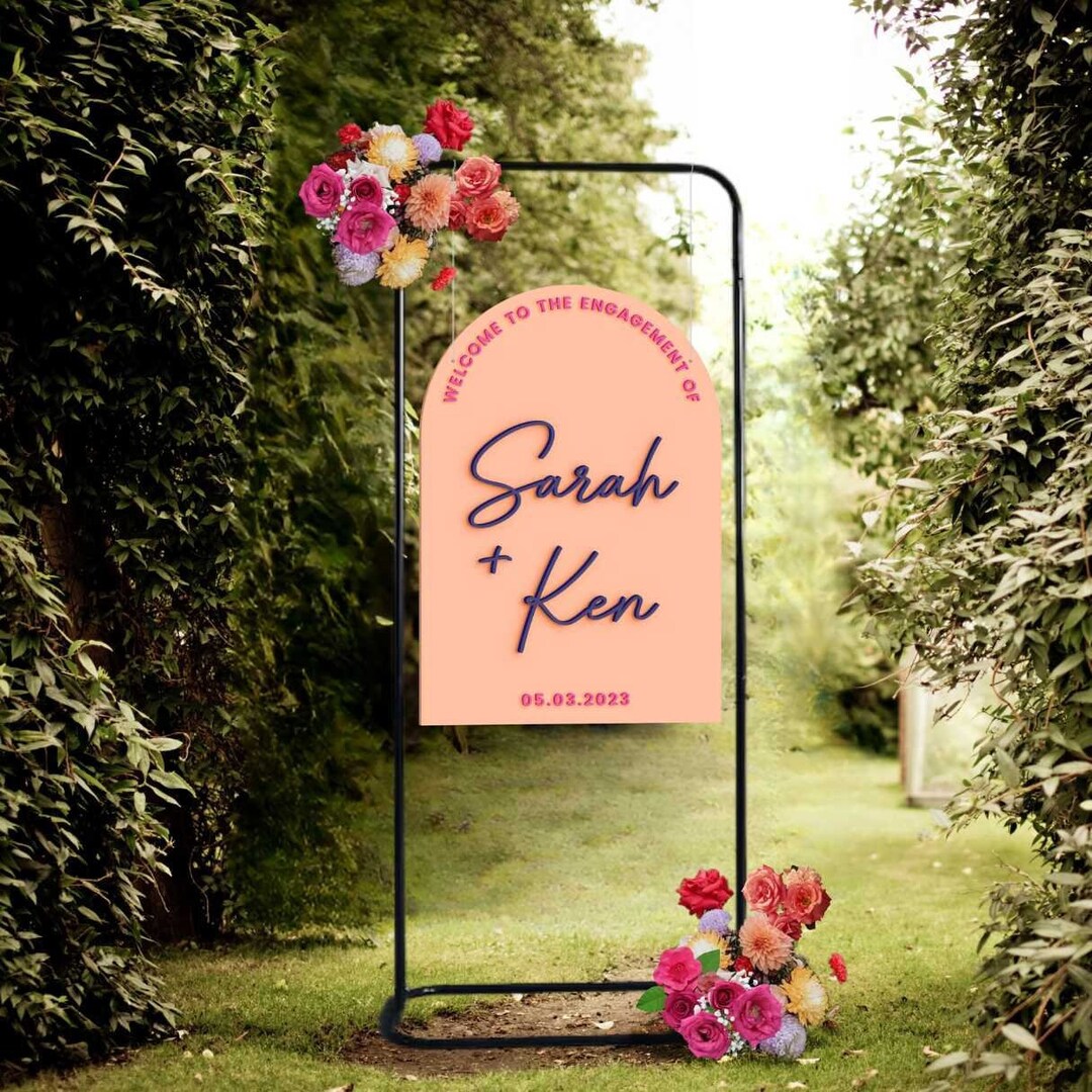 Custom Arch Double Acrylic Wedding Welcome 3D Sign, Personalised Mirror ...