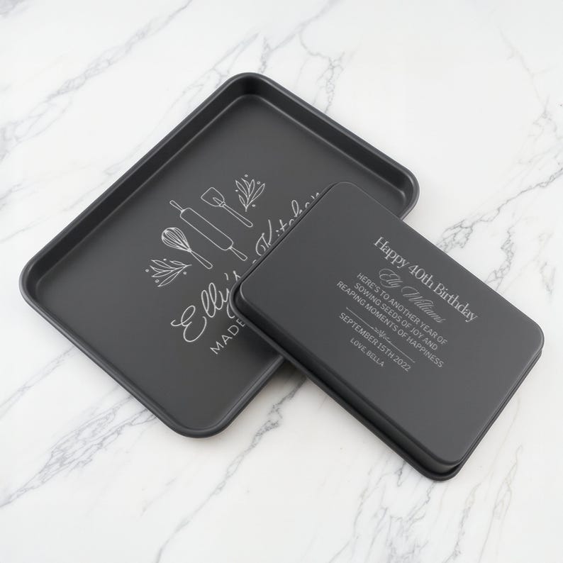 Custom Engraved Black Steel Baking Grilling Tray, Personalised Non ...