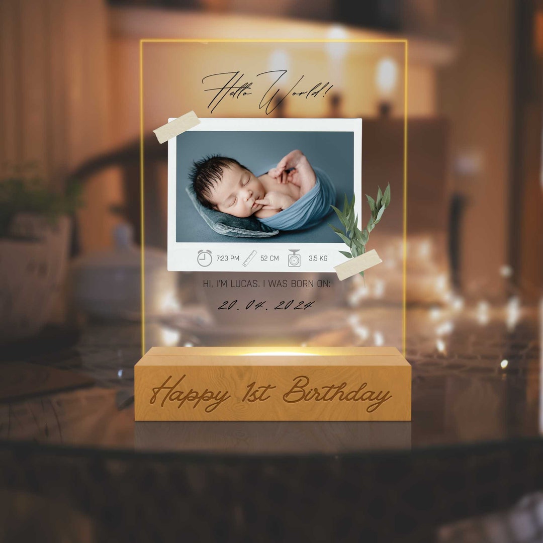 Custom 3D New Born Baby Photo & Name LED Sign, Personalised Print ...